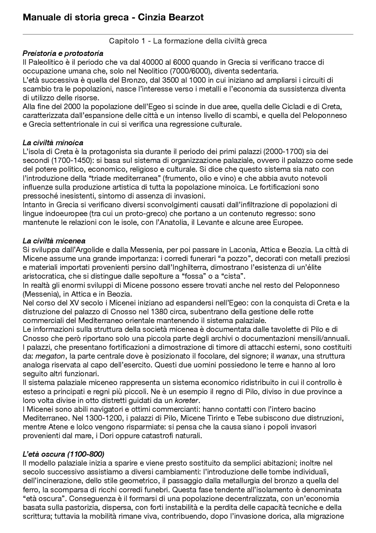 Manuale Di Storia Greca C Bearzot Docsity