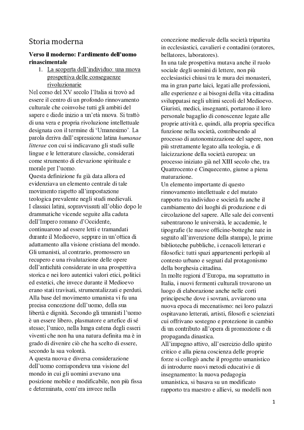 Appunti Storia Moderna Docsity