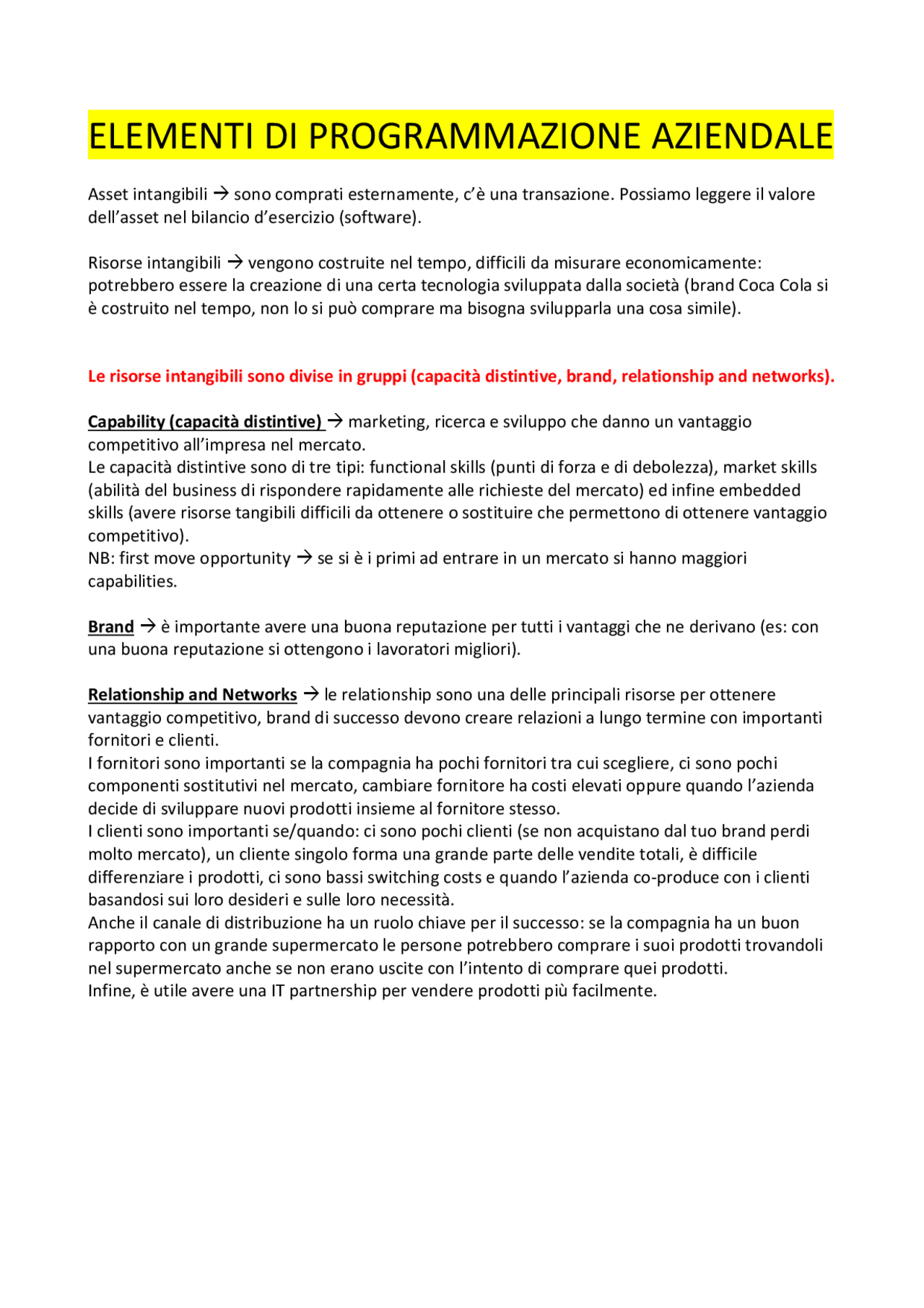 Dispensa: Elementi di Programmazione Aziendale (prof. Biagio Ciao) - Docsity