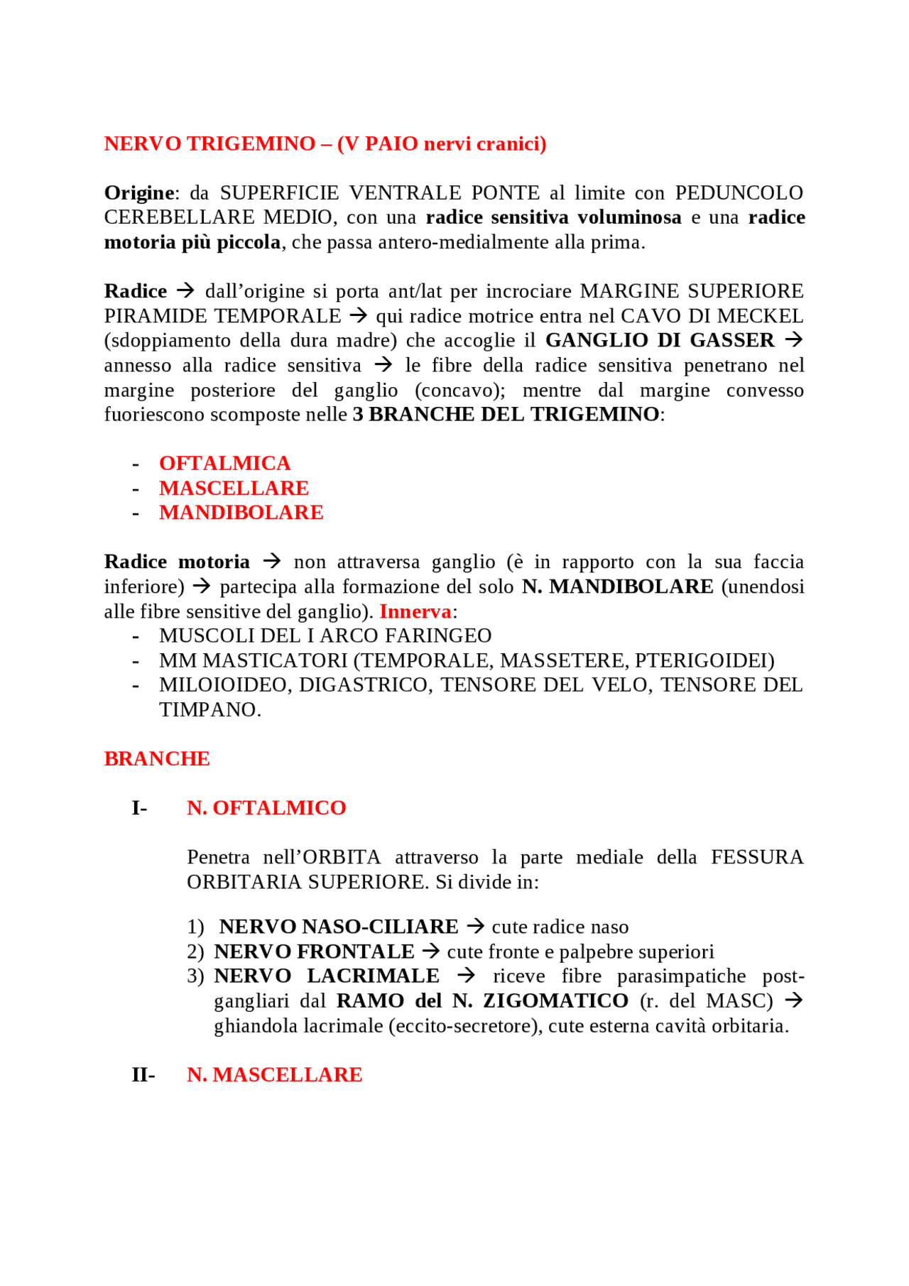 Anatomia Del Nervo Trigemino Docsity