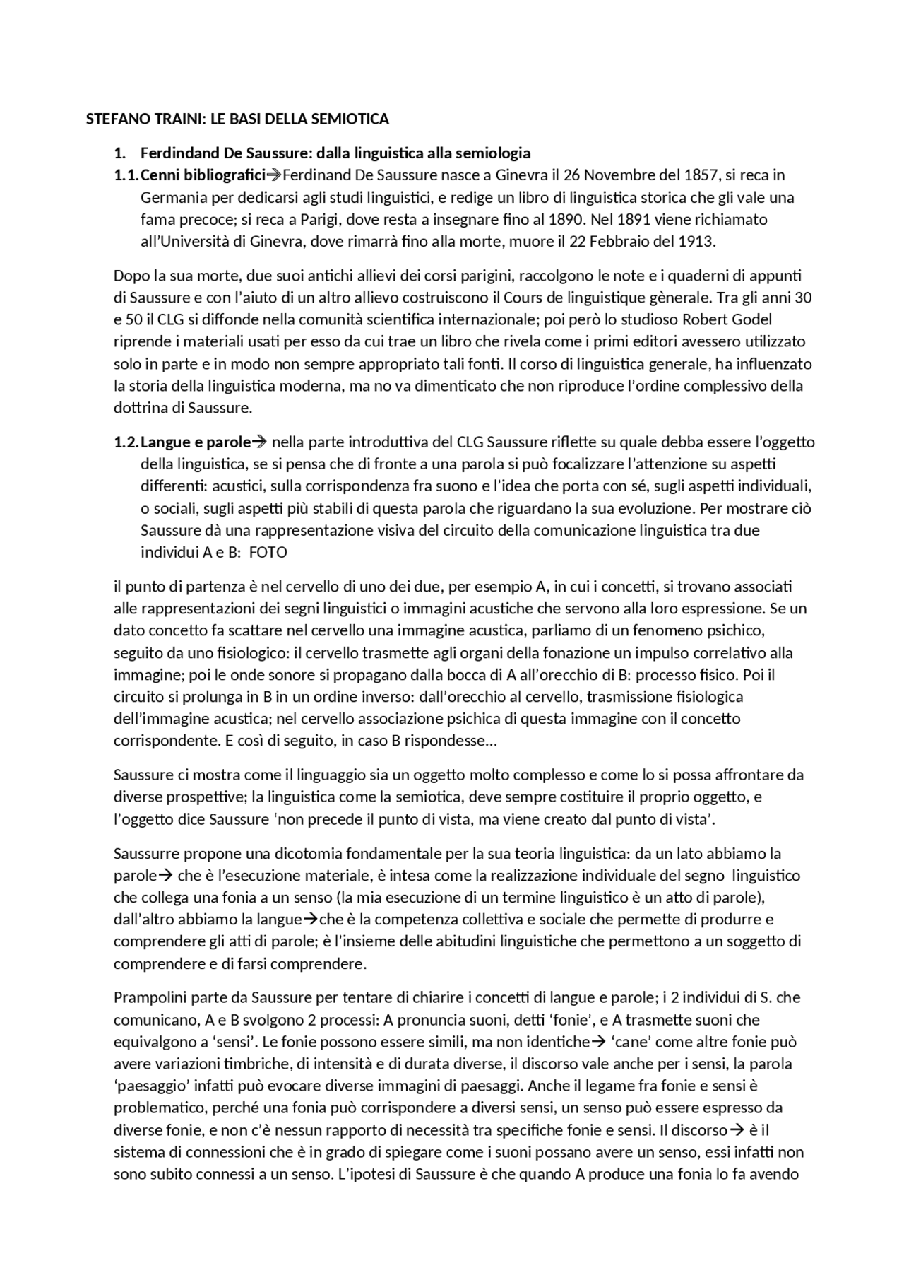 Riassunto Le Basi Della Semiotica S Traini Cap 1 2 Docsity