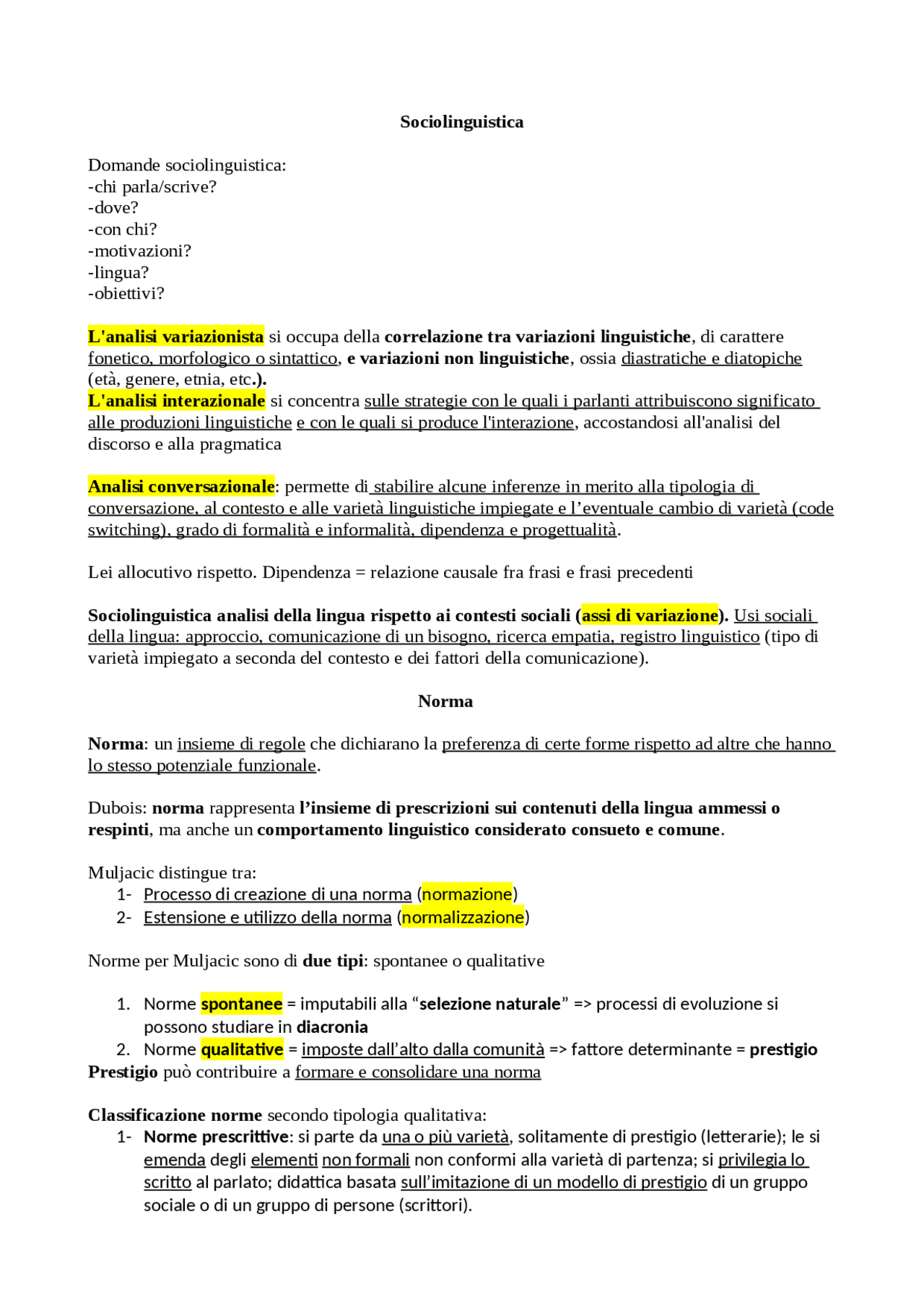 Appunti Esame Di Sociolinguistica Del Prof Nitti Ecampus Docsity