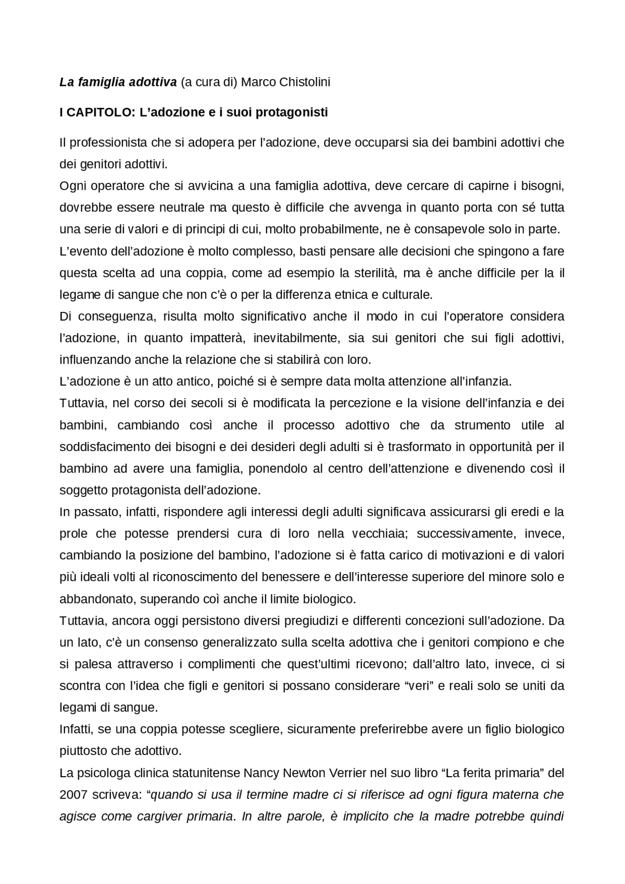 La Famiglia Adottiva Schedatura Docsity