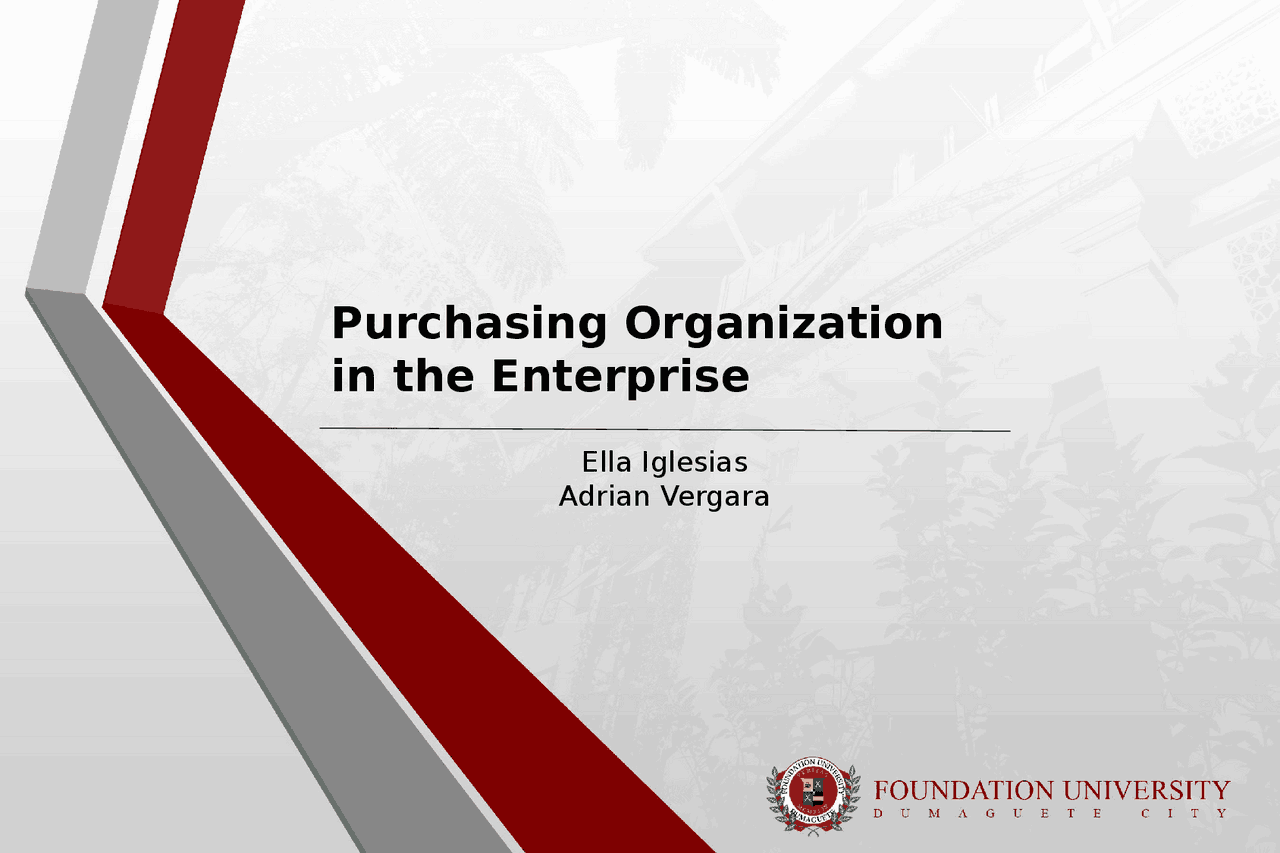 Purchasing organization in the enterprise - Docsity