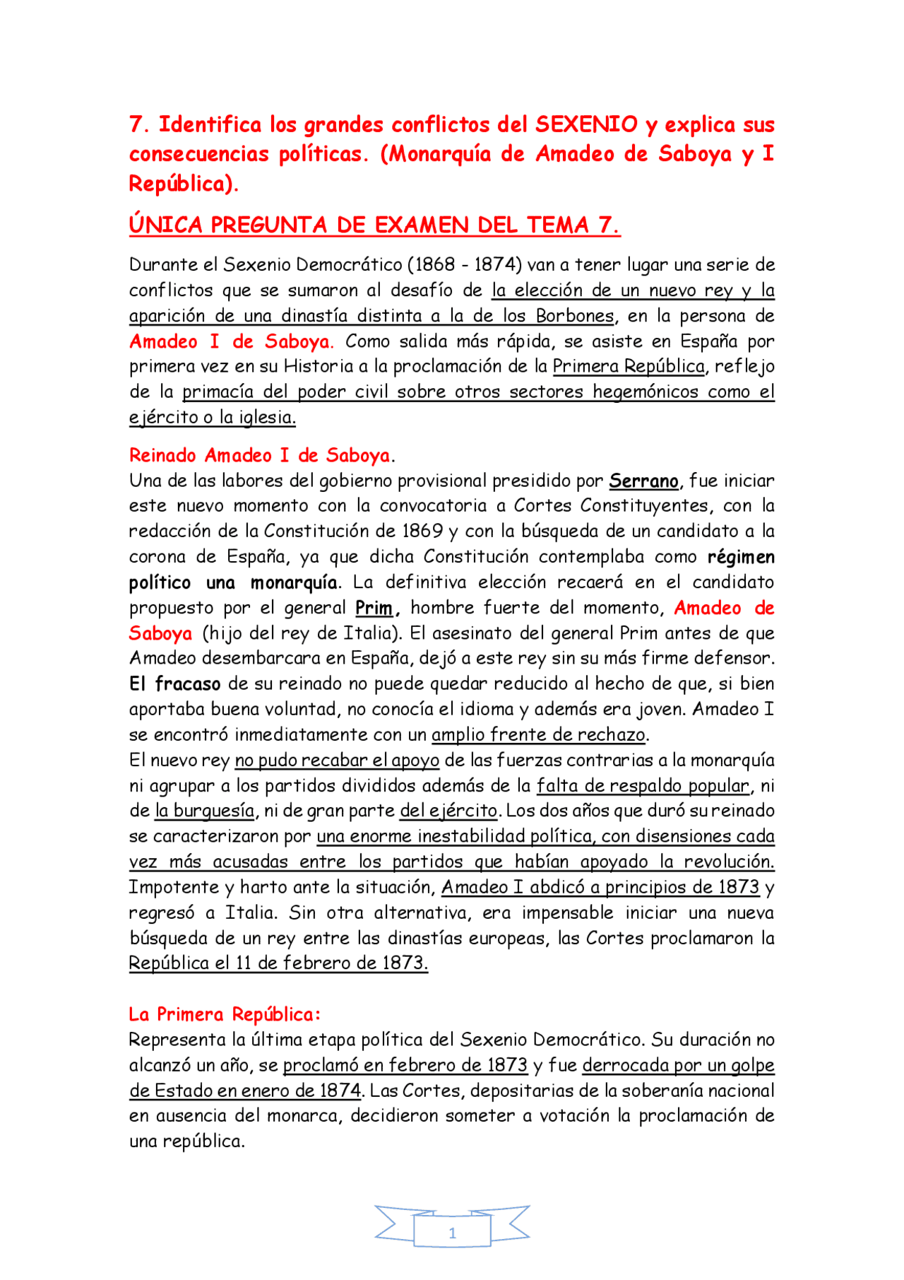 Tema 7 el sexenio democrático - Docsity