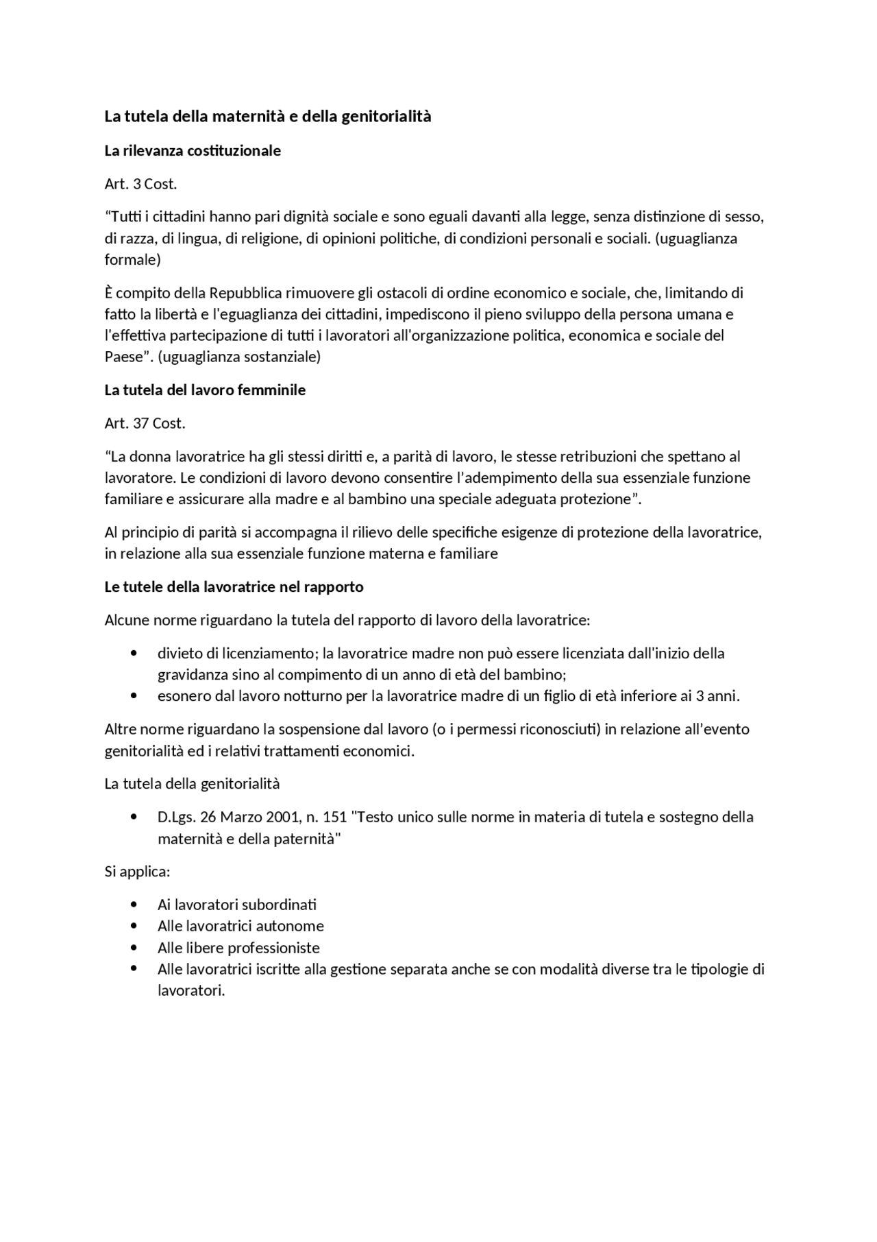 Riassunto Maternità E Paternità Docsity