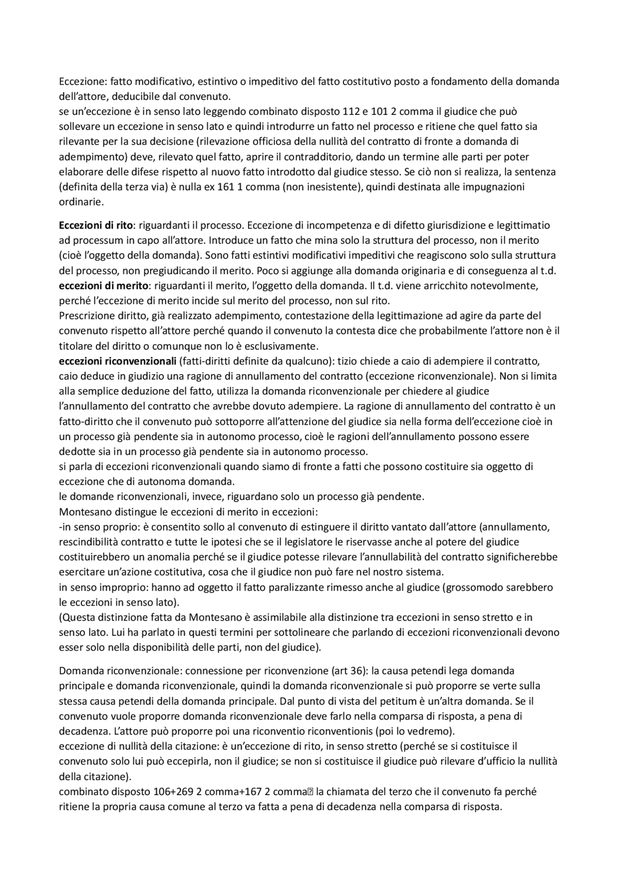 Eccezione Procedura Civile Docsity