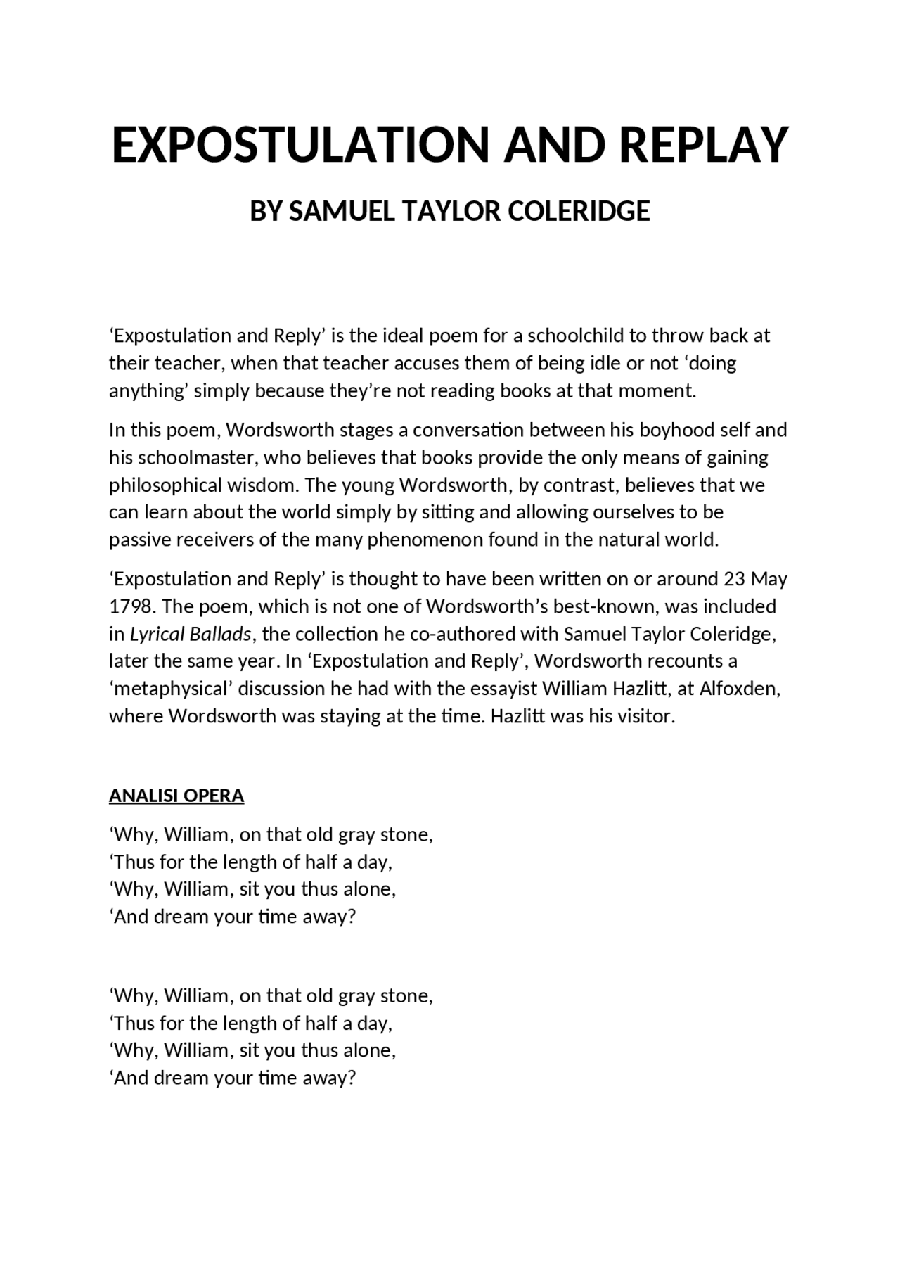 Expostulation and replay - Docsity