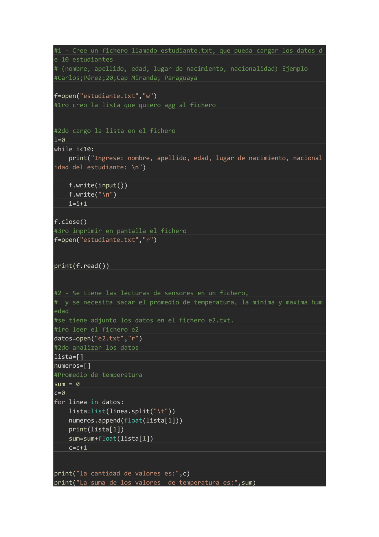 Tarea 9 de ejercicios de python - Docsity