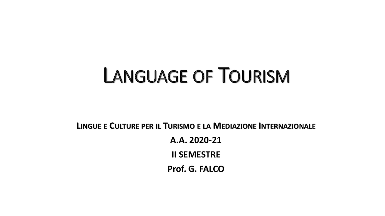 Language of tourism - Docsity