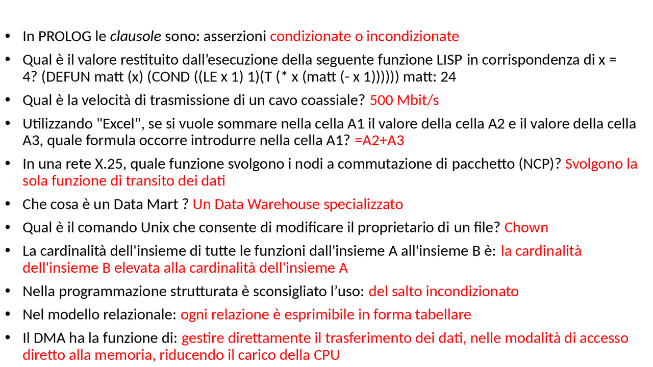 Quiz Informatica Test Docsity
