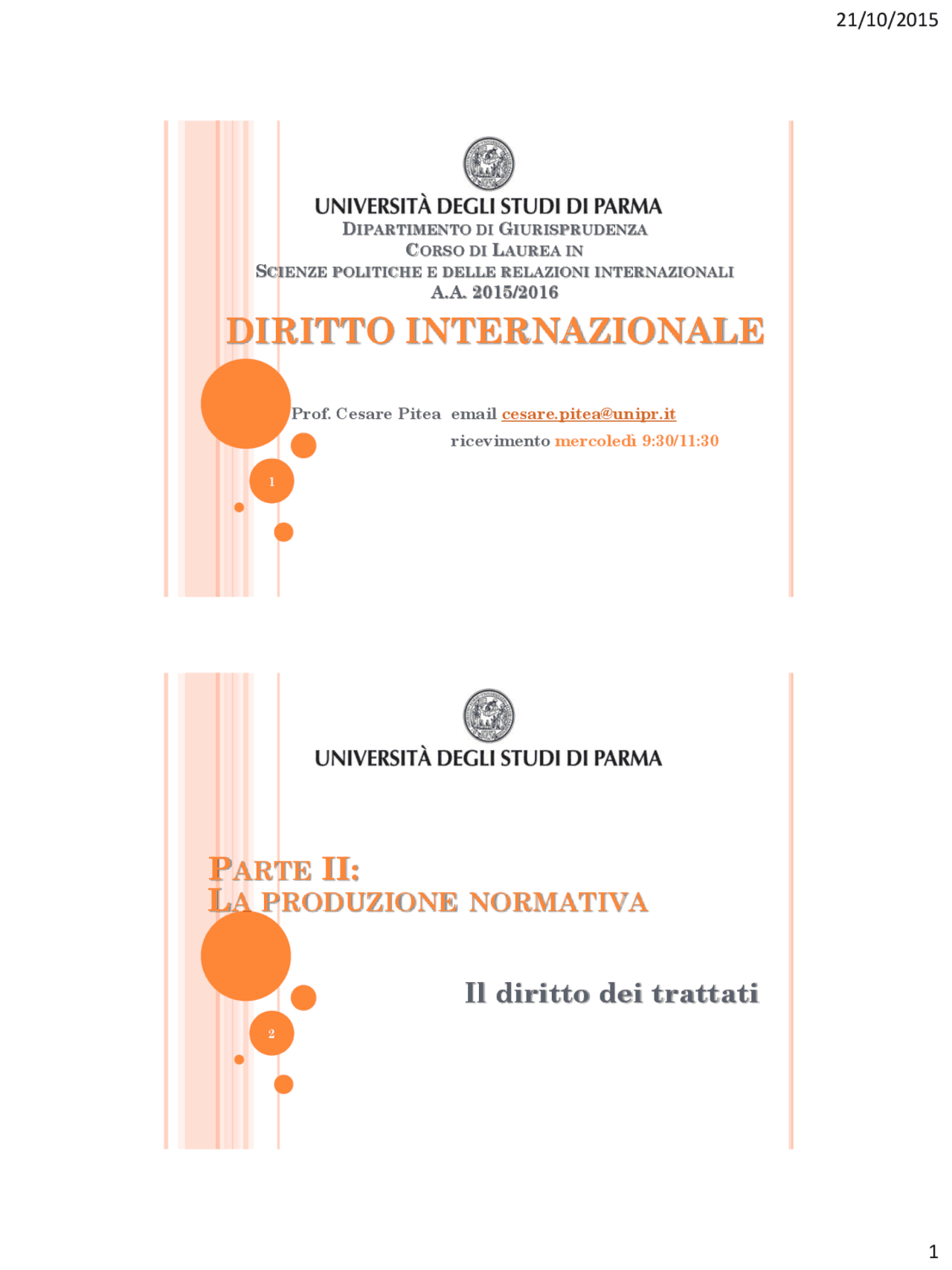 Diritto Internazionale Slide Slide Di Diritto Internazionale Docsity