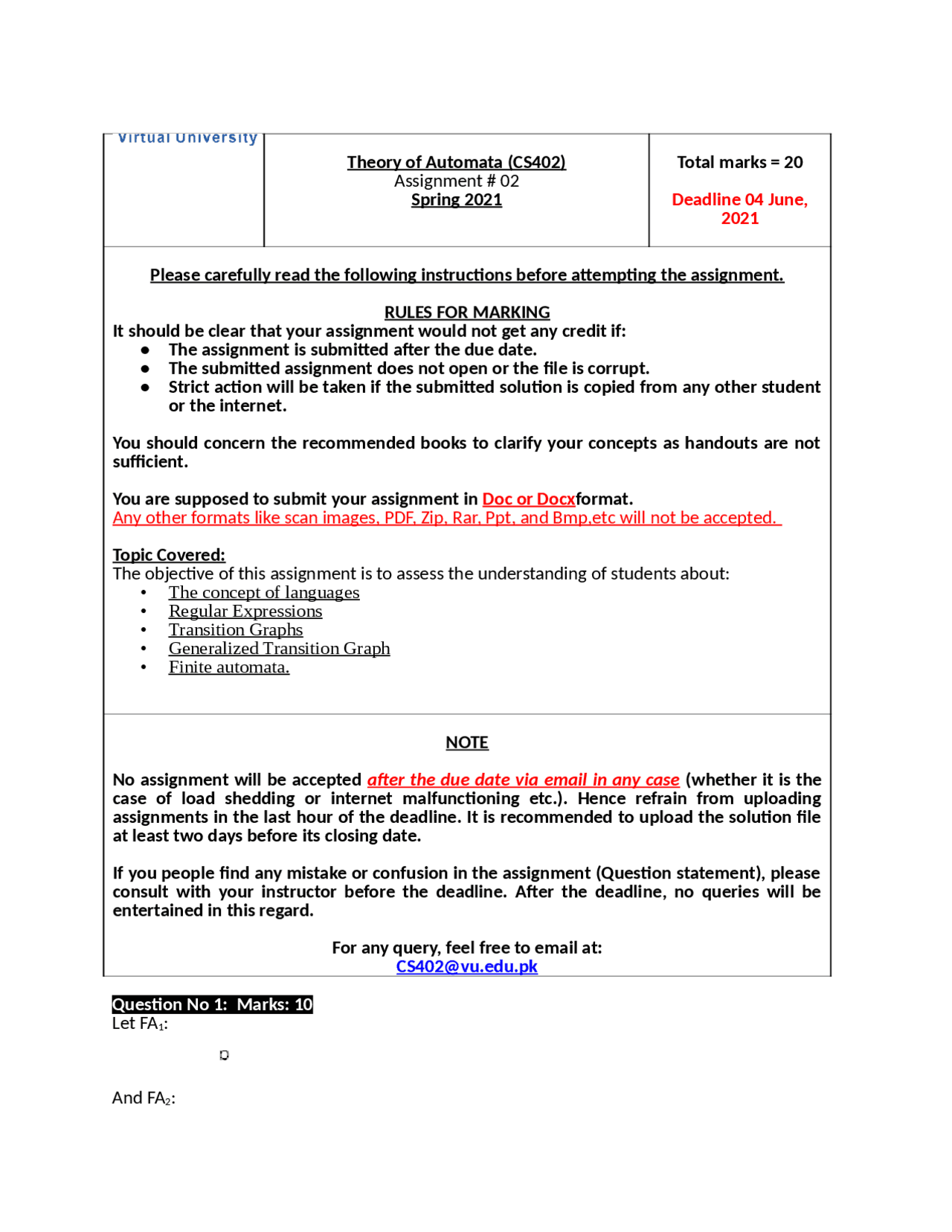 CS402 Assignment 02: Constructing Finite Automata and Regular Expressions | Assignments Human ...