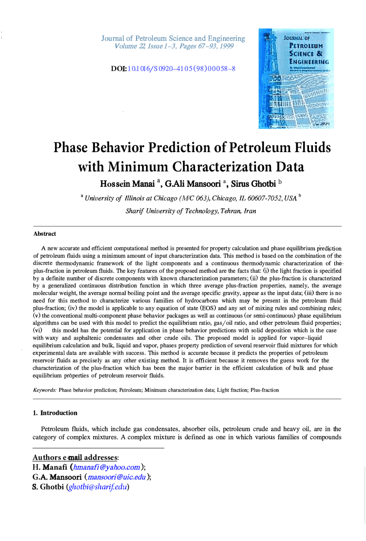 Phase behavior of multiple hydrocarbon systems - Docsity