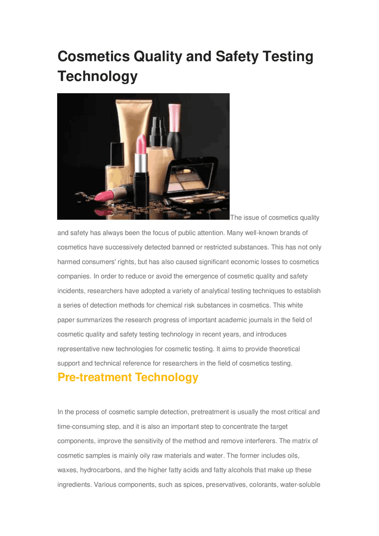 Cosmetics Quality And Safety Testing Technology Docsity