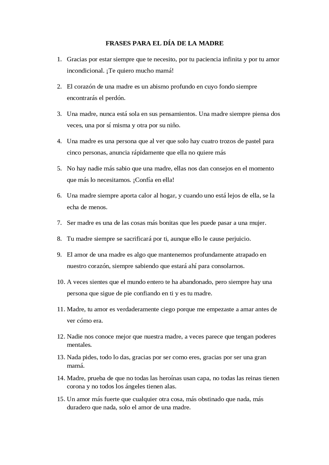 DIA DE LA MADRE DIA DE LA MADRE - Docsity