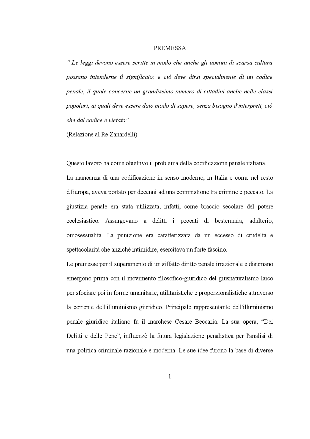 Riassunto Sulla Codificazione Penale Dal Codice Zanardelli Al Codice
