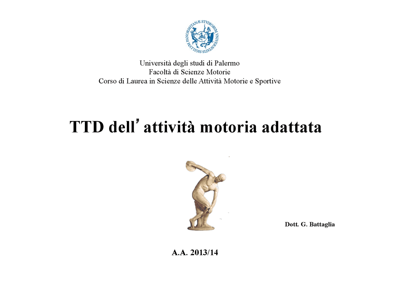 Ttd Dellʼattività Motoria Adattata Docsity