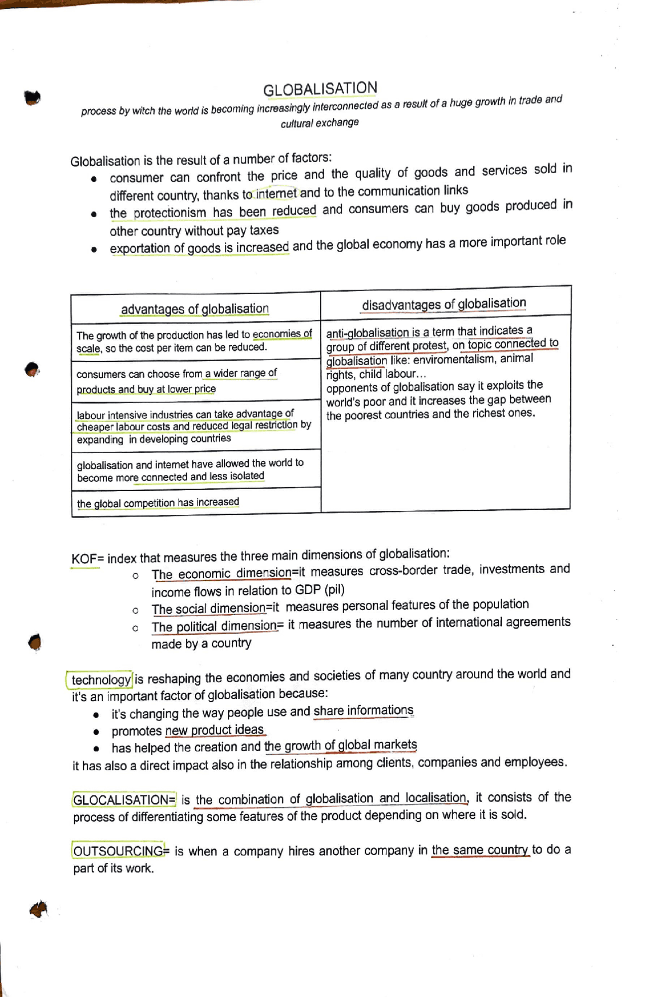 The globalisation process - Docsity