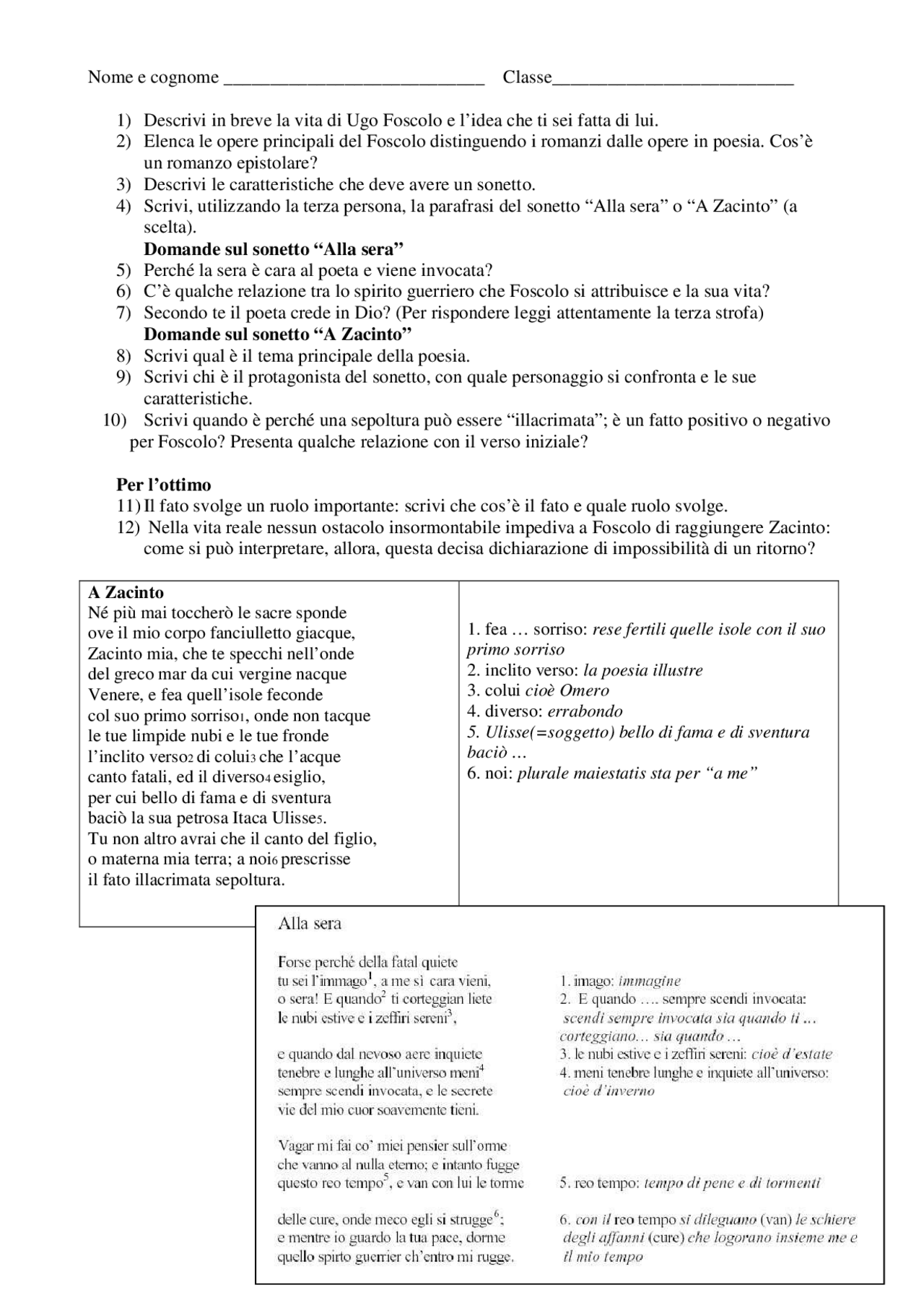 Verifica di italiano - Docsity