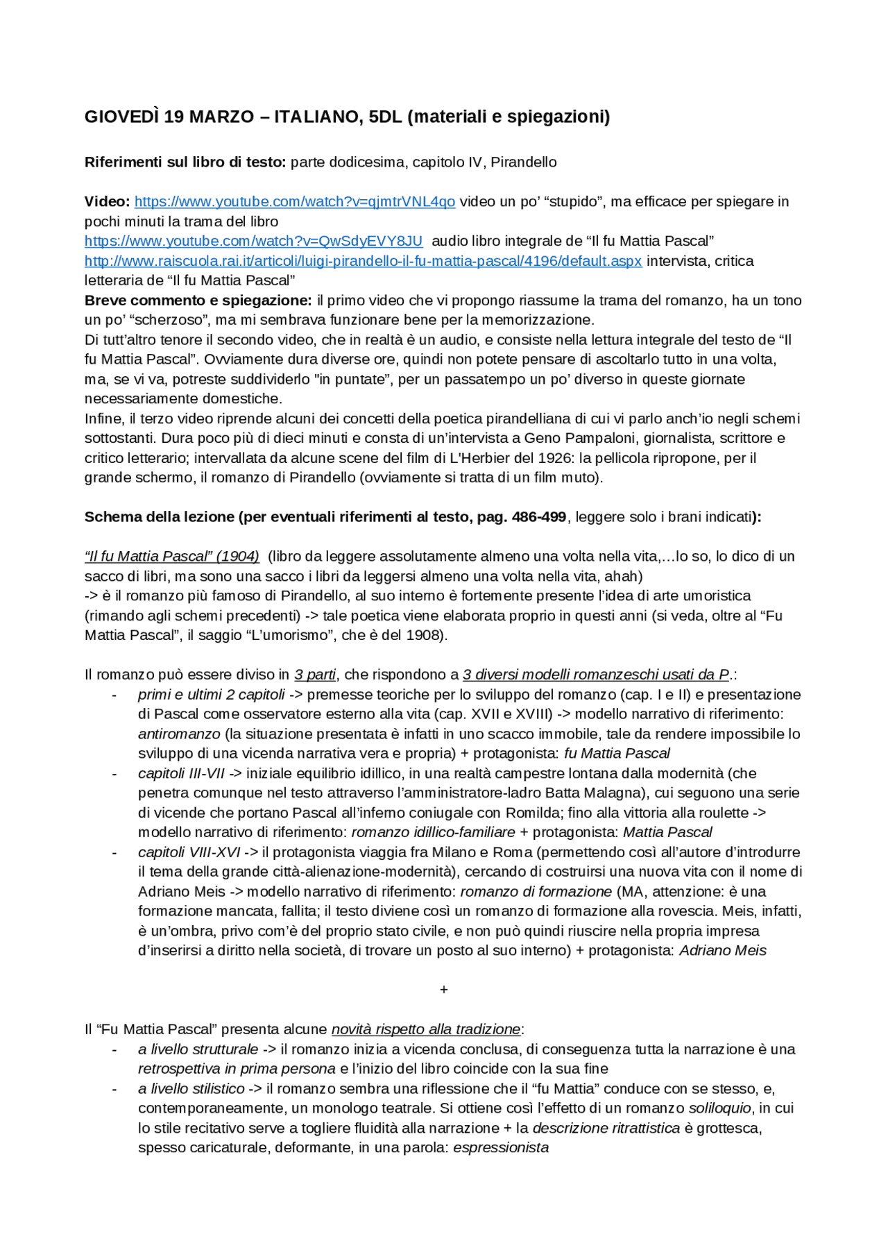Documento italiano appunti - Docsity
