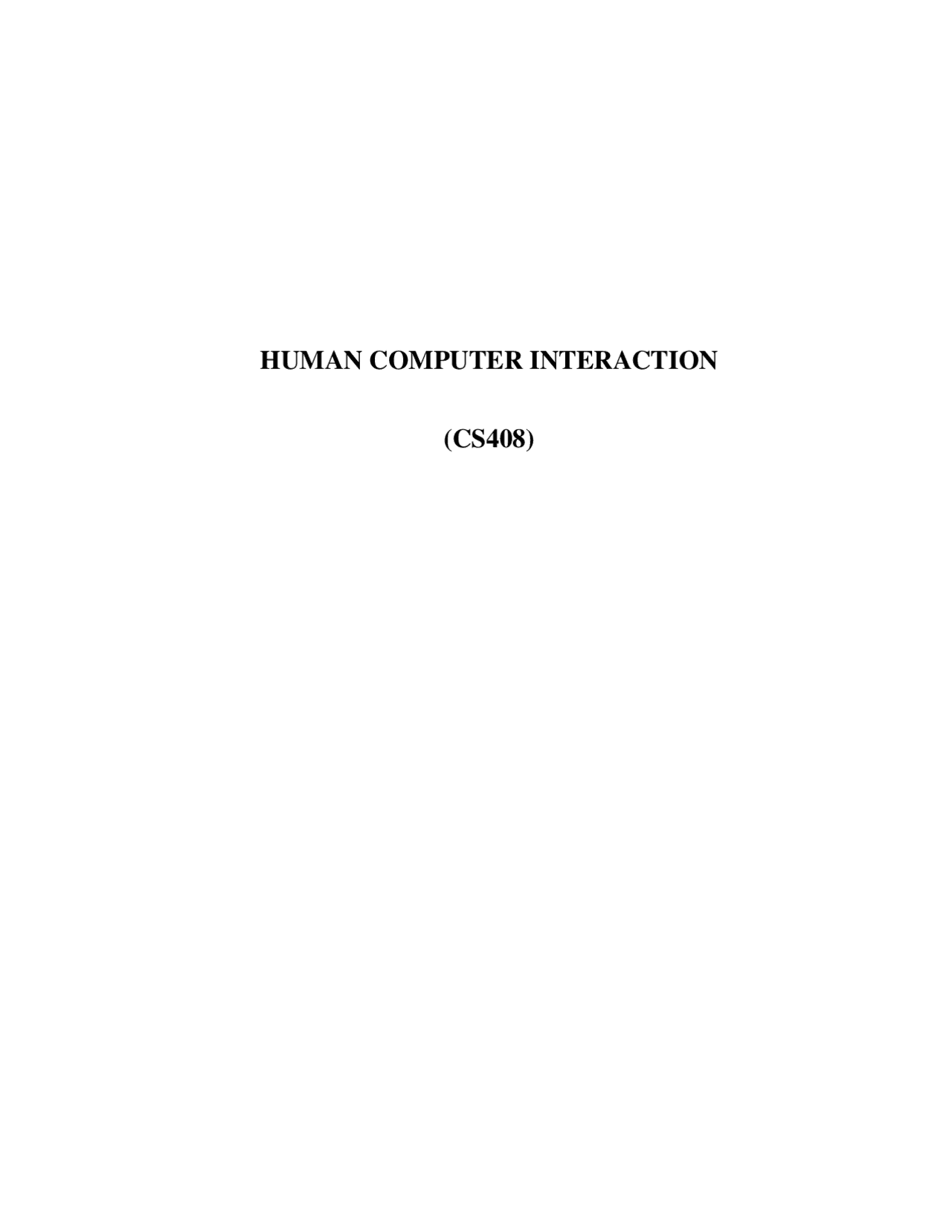 Human compuetr interaction design | Assignments Computer Science - Docsity