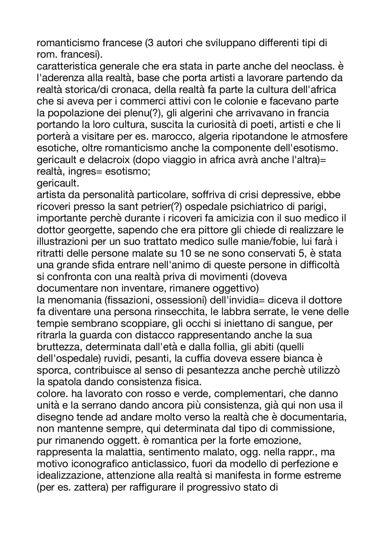 Appunti Sul Romanticismo Francese In Arte Docsity