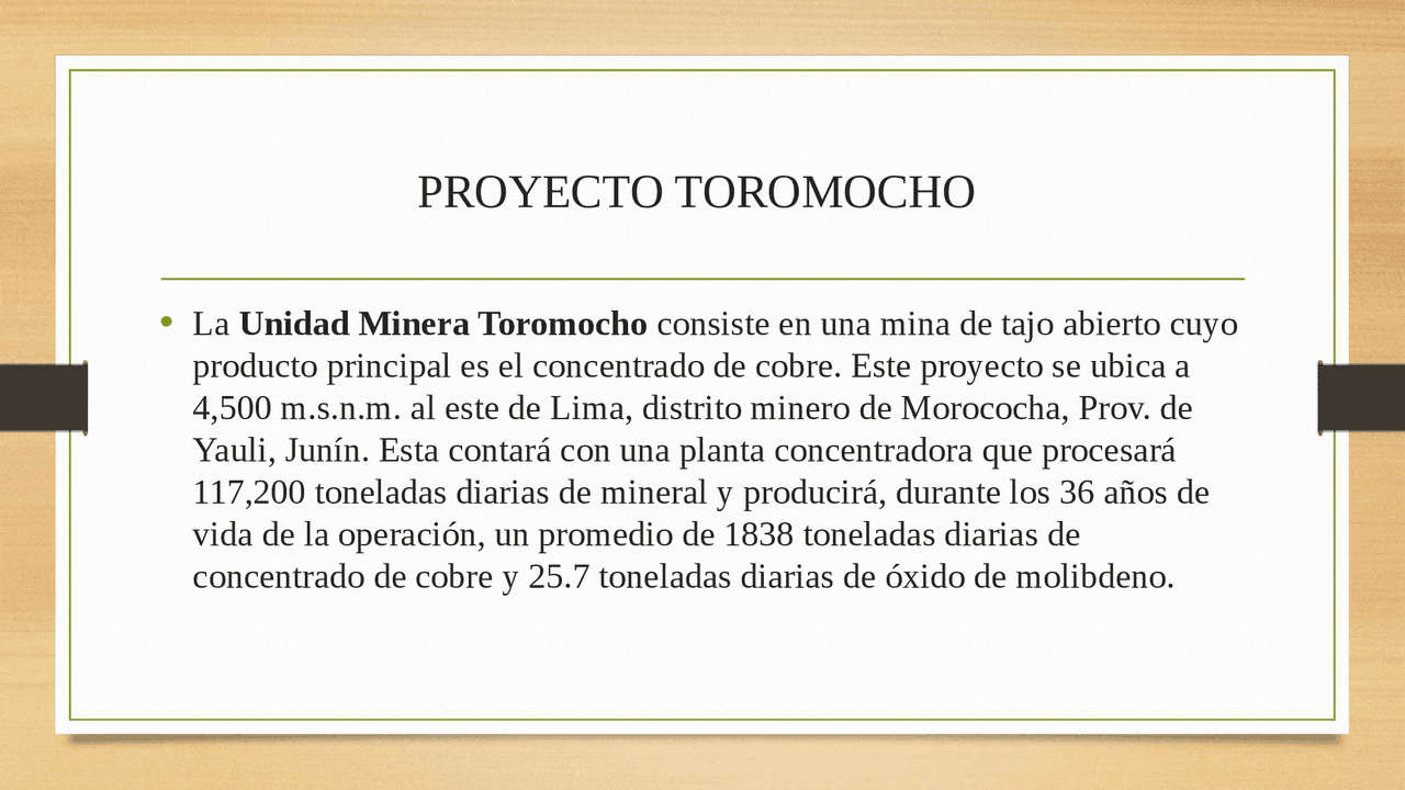 Proyecto de toromocho diapos - Docsity