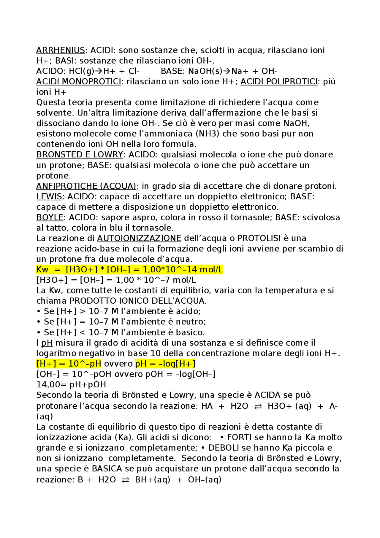 Descrizione efficace di acidi e basi - Docsity