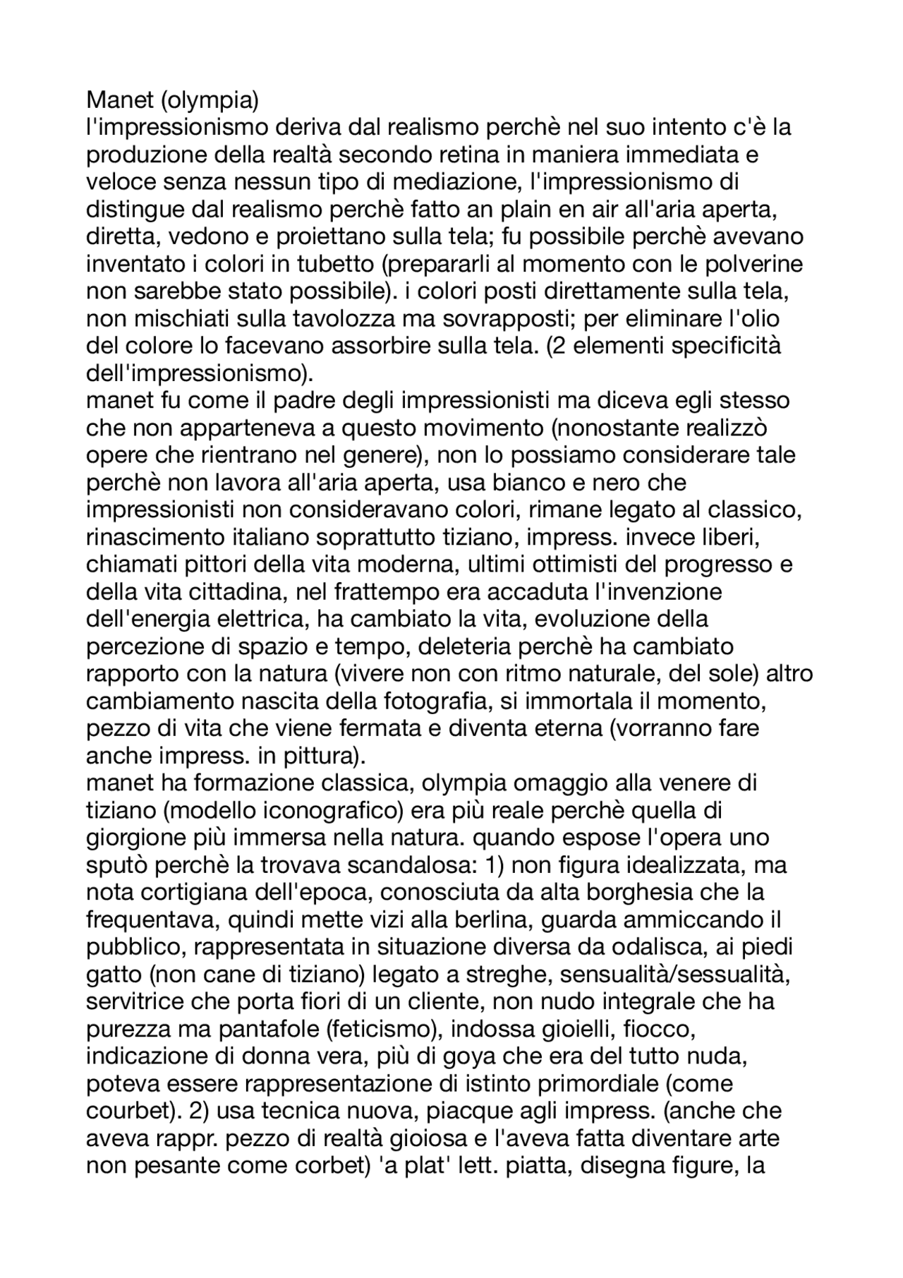 Appunti Sullimpressionismo Docsity