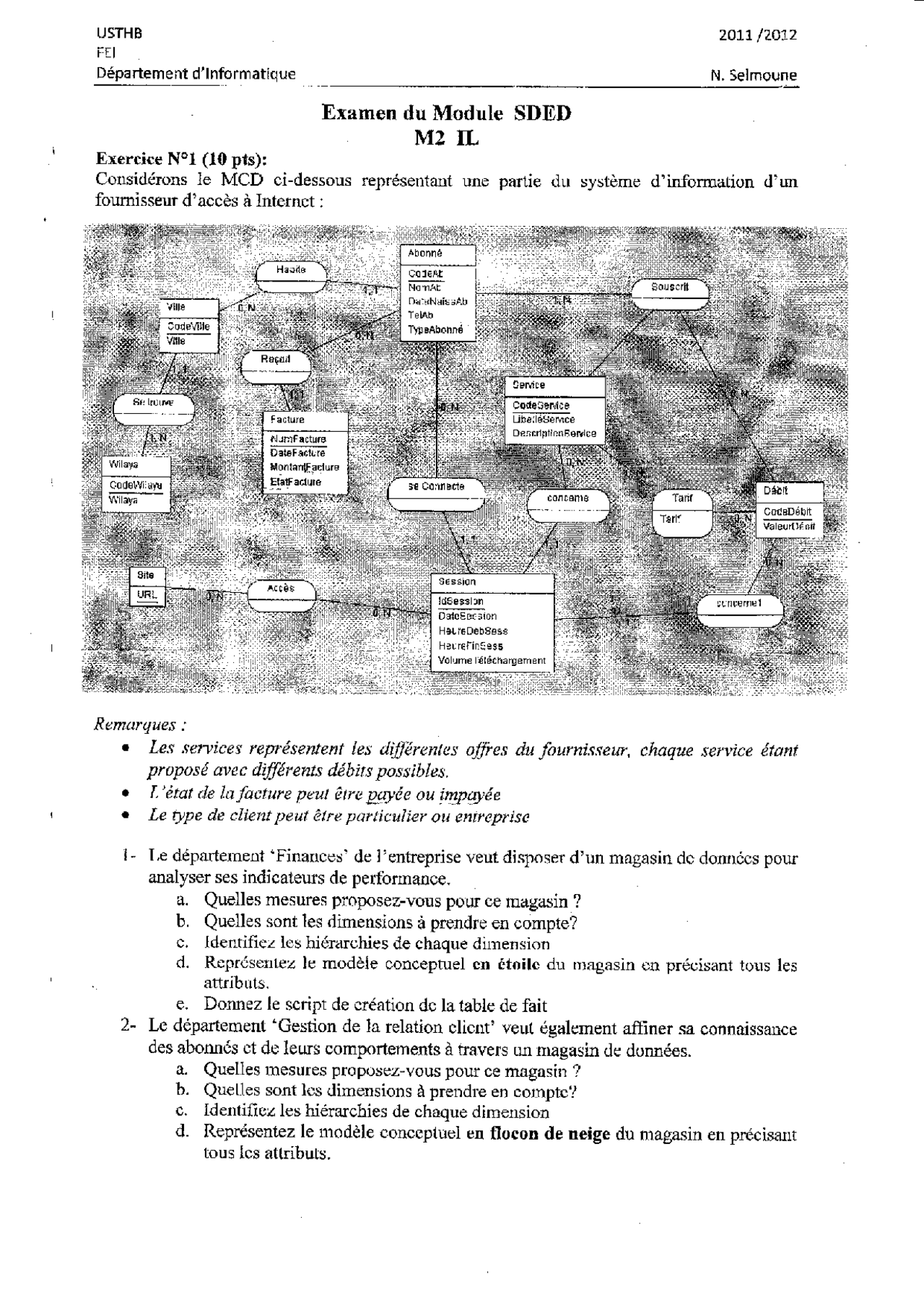 Data warehouse exame | Exercises Data Warehousing | Docsity