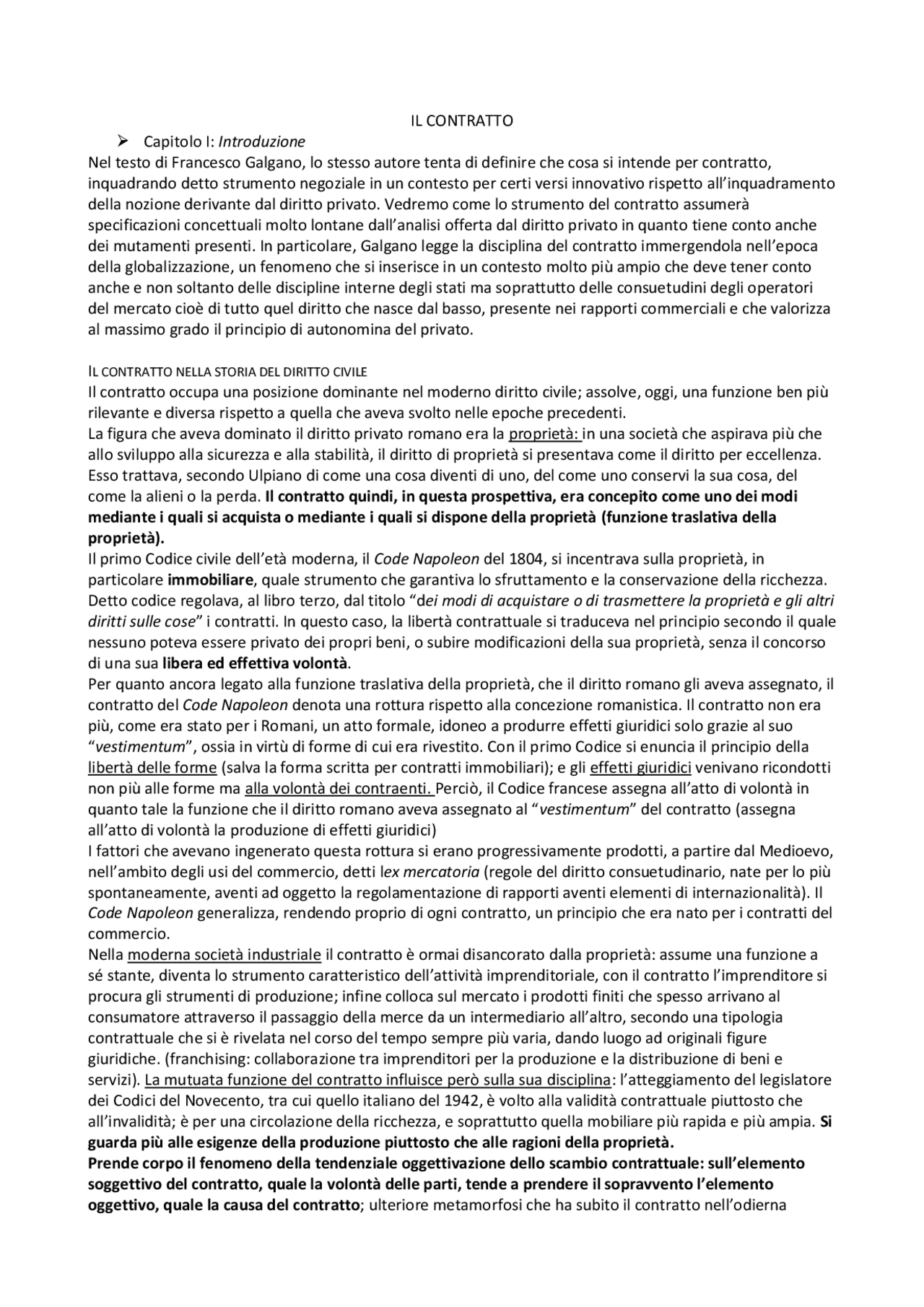 Il Contratto Di Francesco Galgano Docsity
