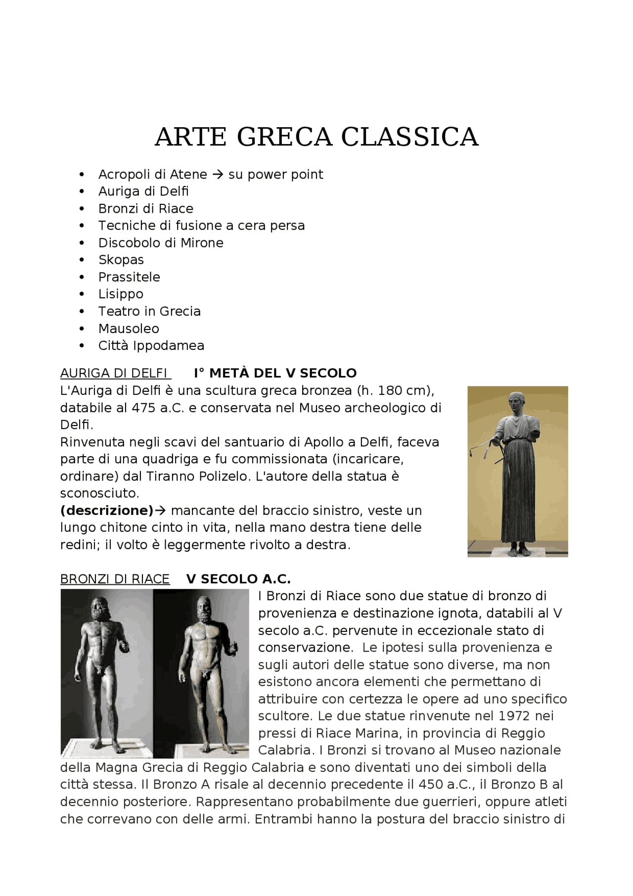 Arte Greca Classica Docsity