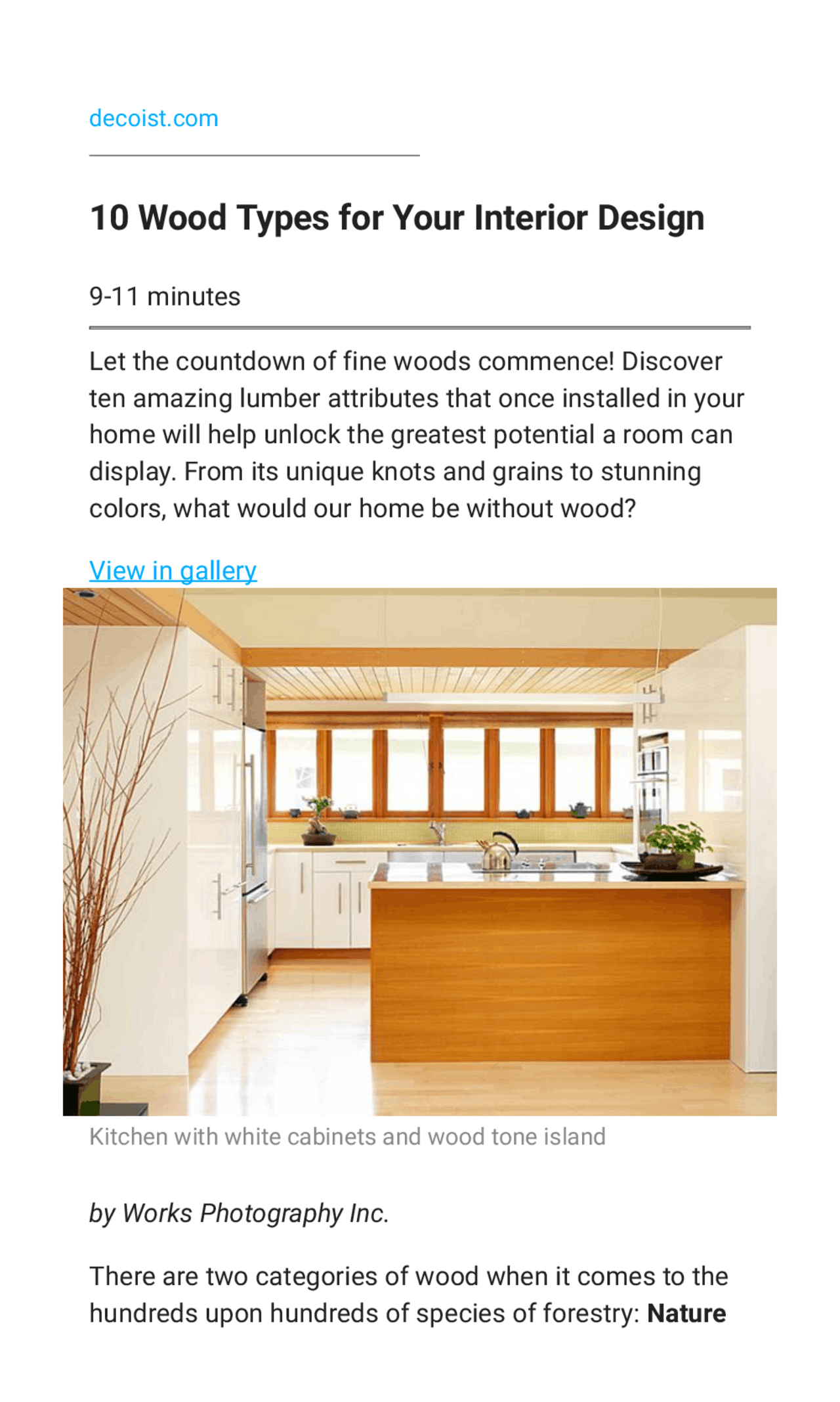 Wood for interior design - Docsity