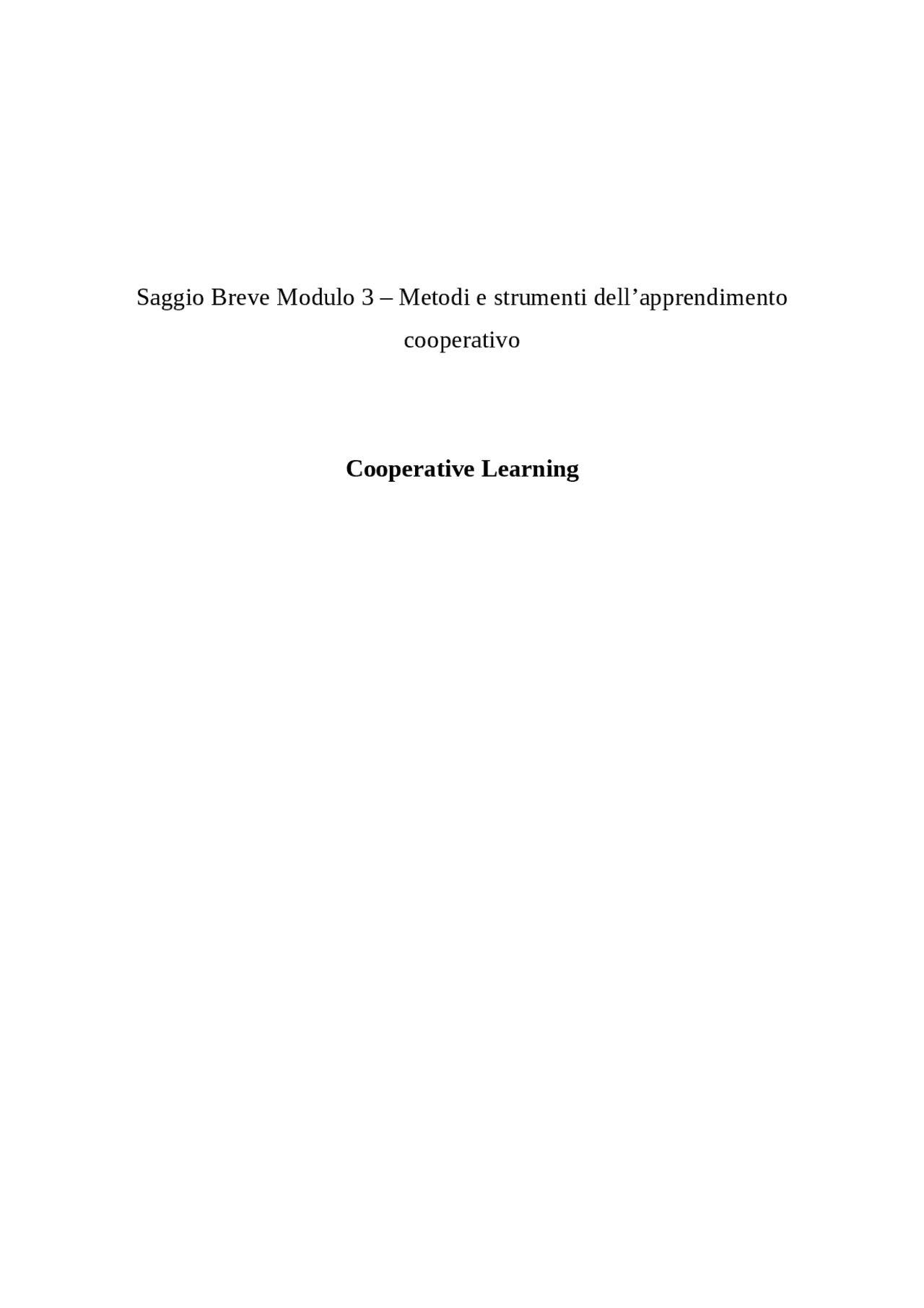 Saggio Breve Modulo 3 Metodi E Strumenti Dellapprendimento