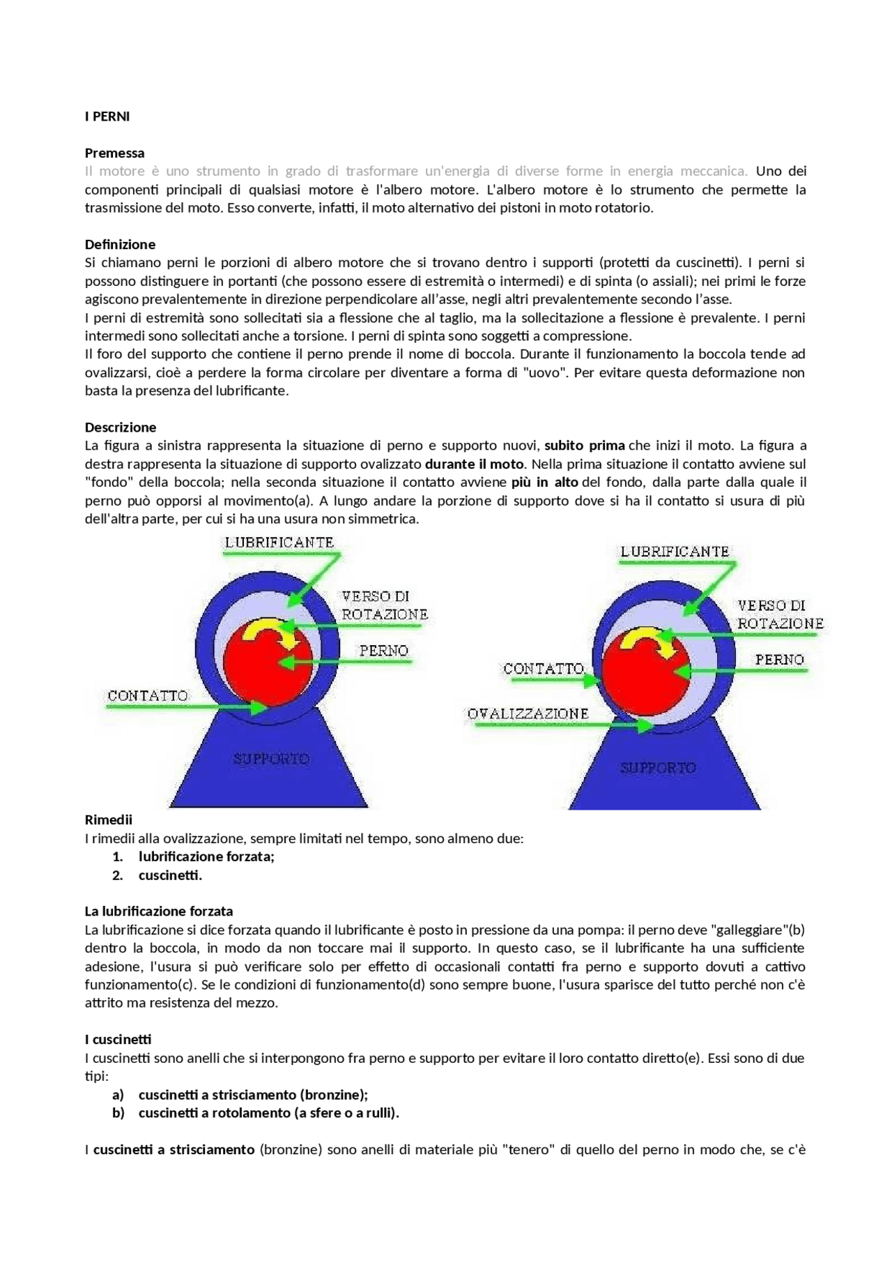 Meccanica: i perni e i supporti | Appunti di Meccanica | Docsity