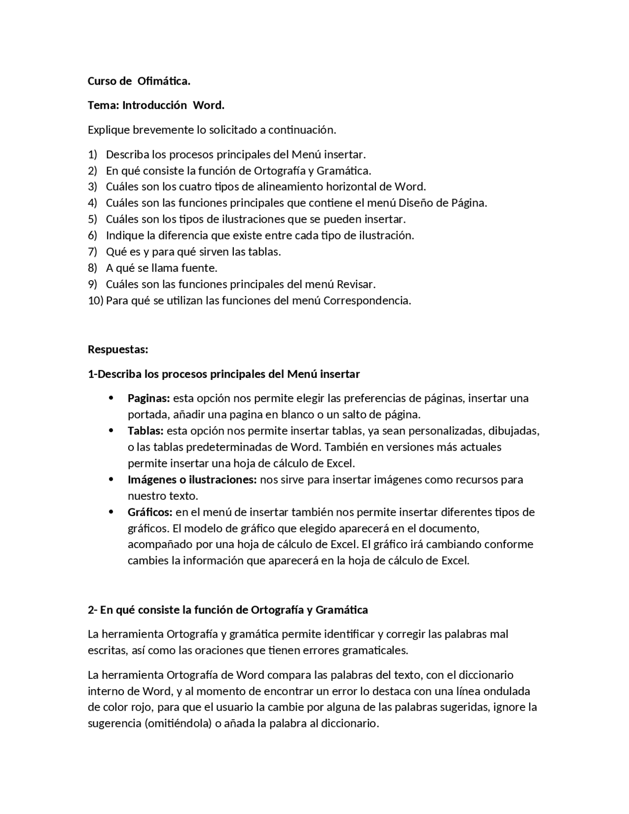 Introducción Word Basico Resúmenes De Informática Docsity