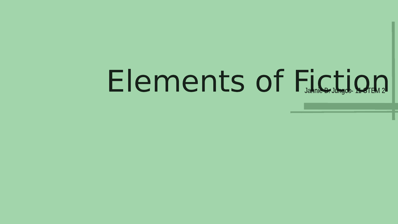 Elements of Fictionn - Docsity