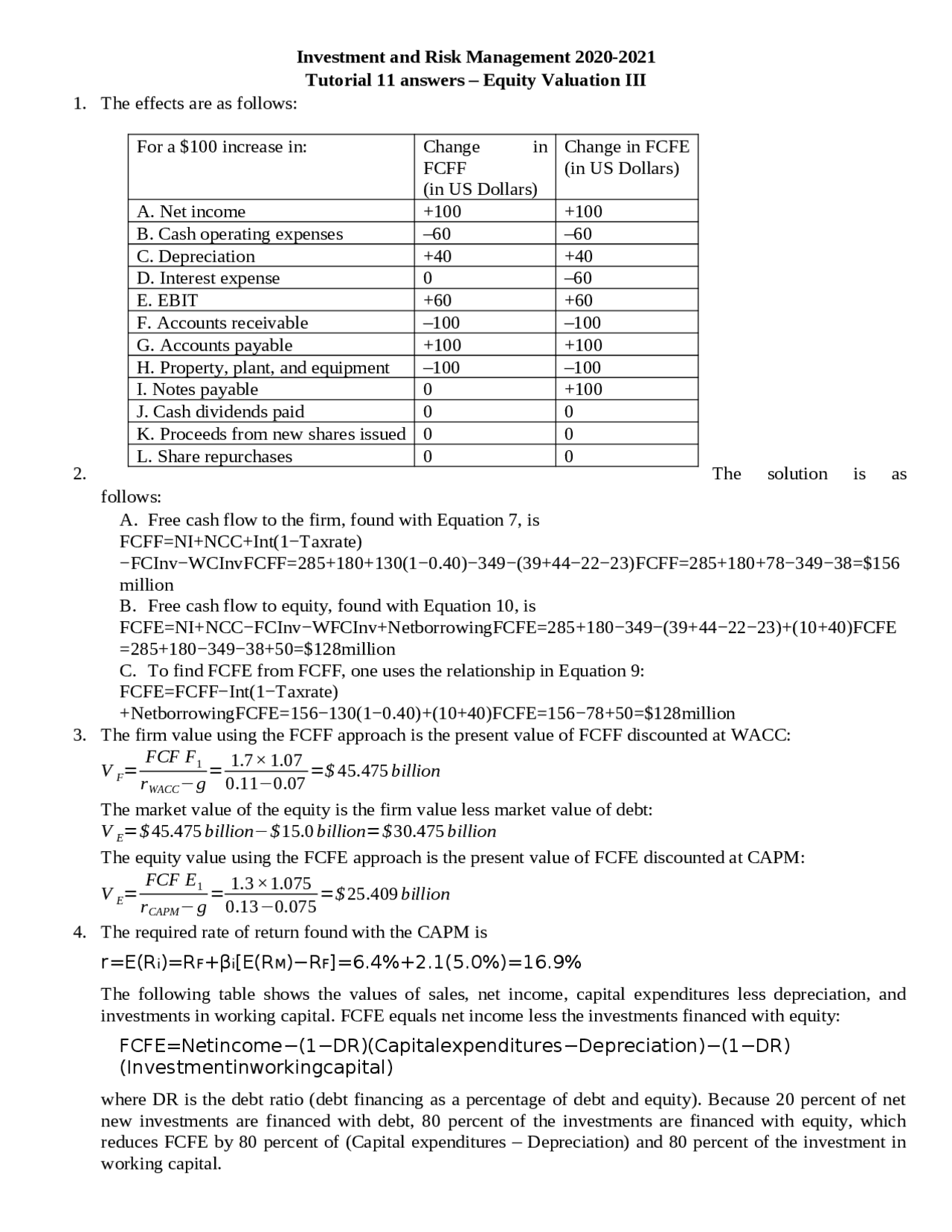 Tasks On Stock Valuation Docsity