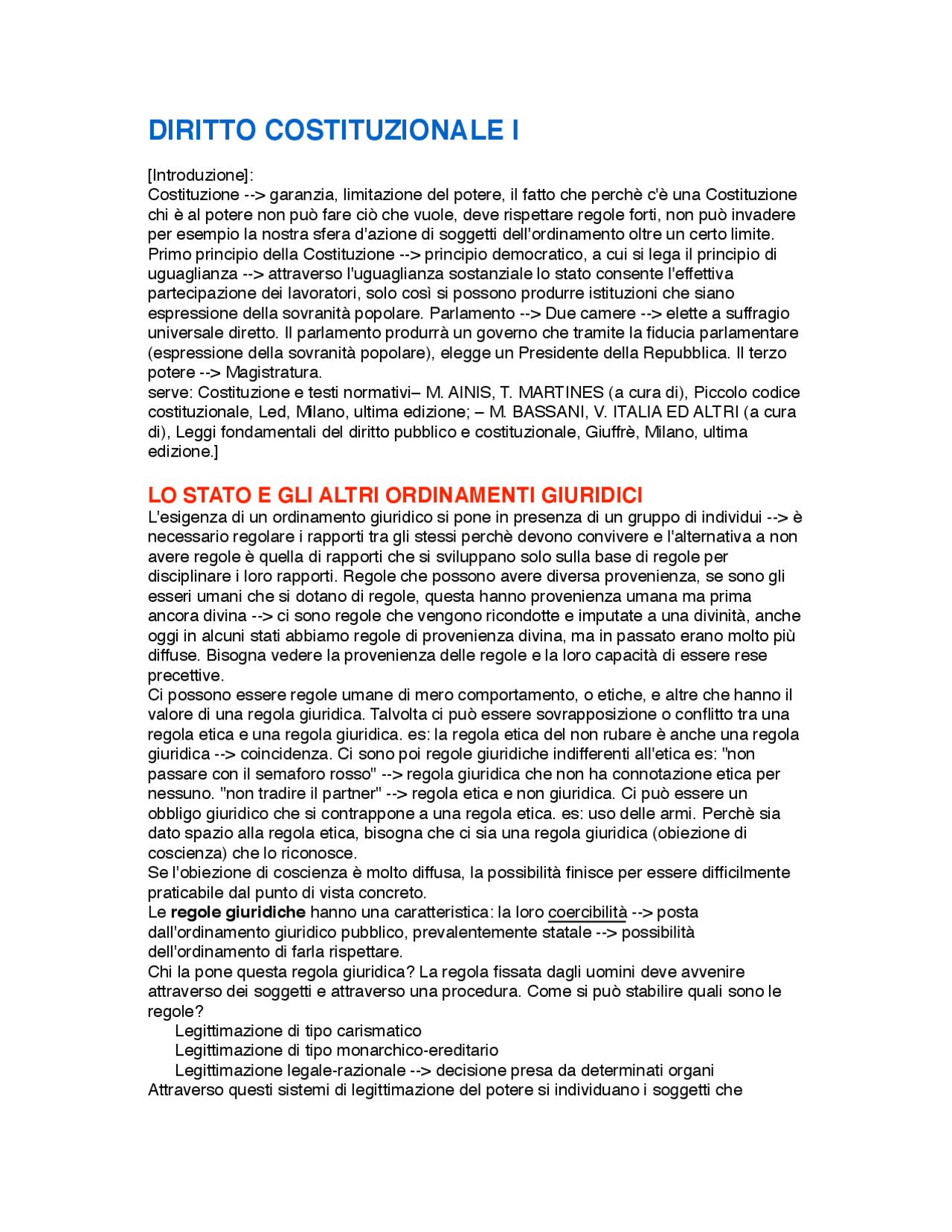 Appunti Diritto Costituzionale I Docsity