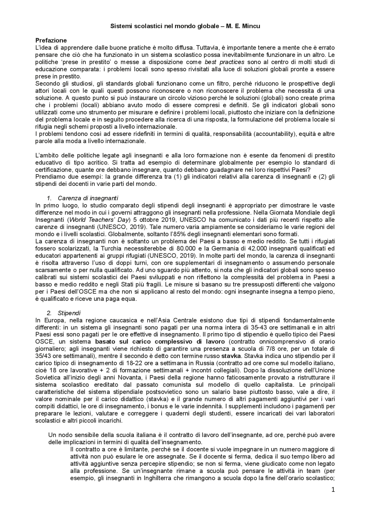 Educazione Comparata Mincu Docsity