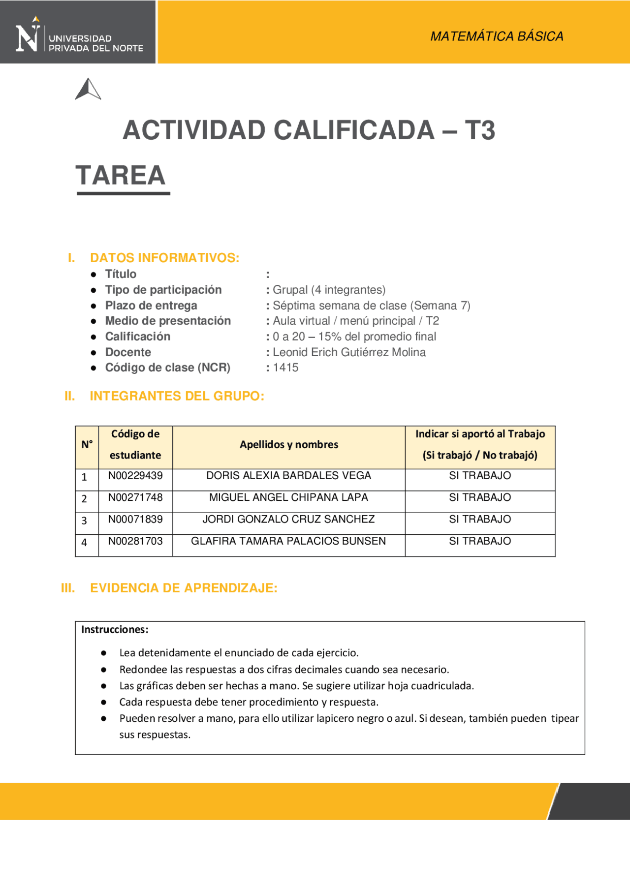 Examen T3 De Matemática Básica Exámenes De Matemáticas Docsity