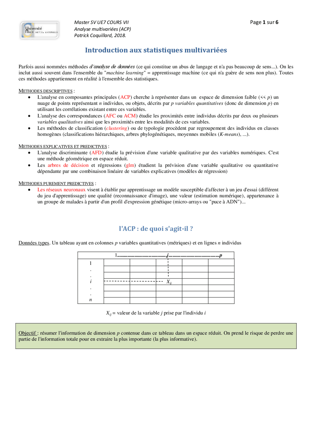 Introduction aux statistiques multivariées - Docsity