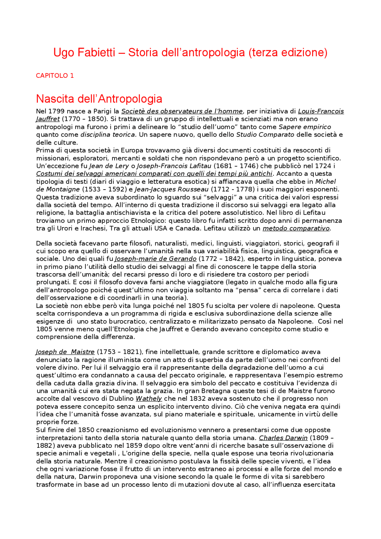 Storia Dellantropologia Libro Di Ugo Fabietti Docsity