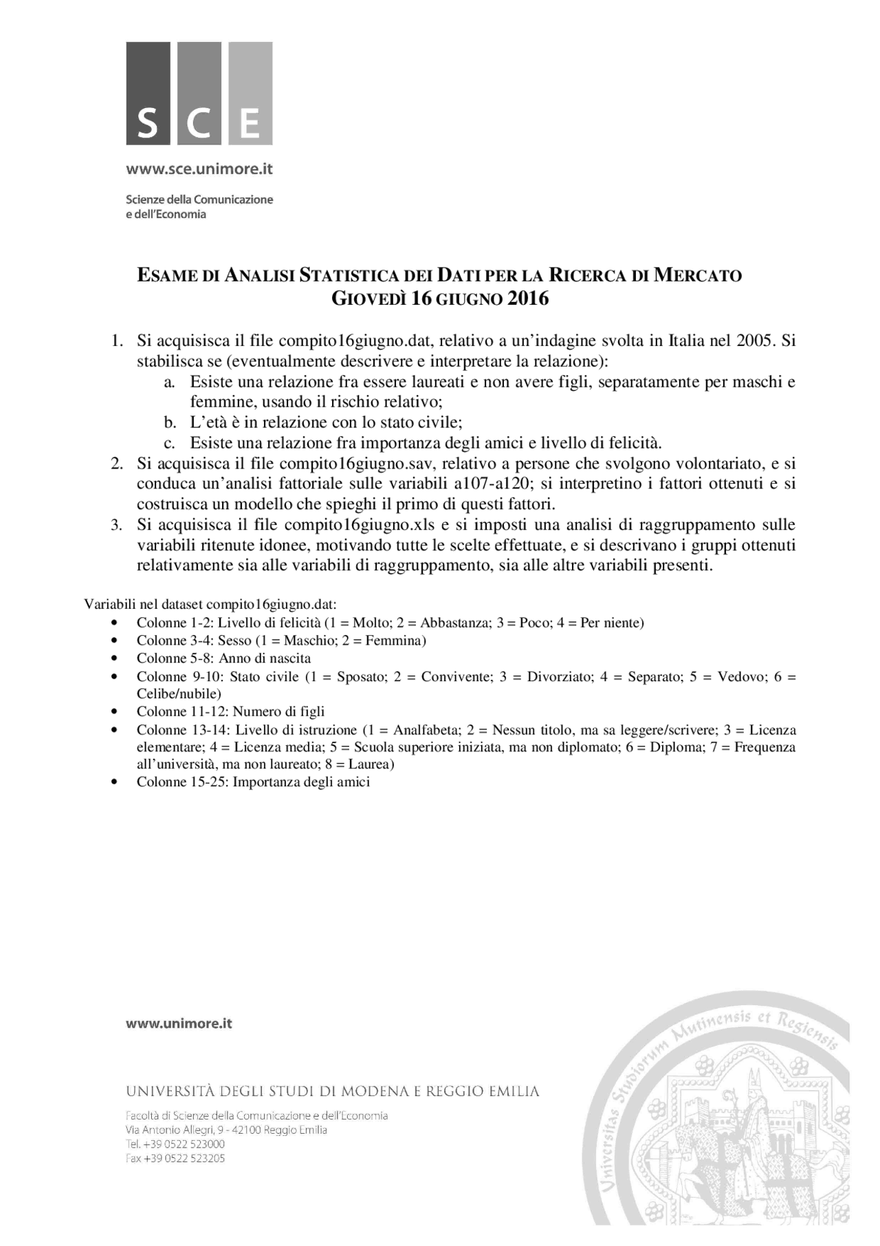 Compito Marketing Presso Unibo Docsity