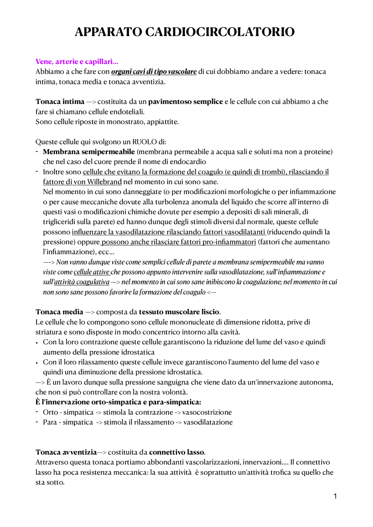 Appunti Dettagliati Inerenti Allapparato Cardiocircolatorio Docsity