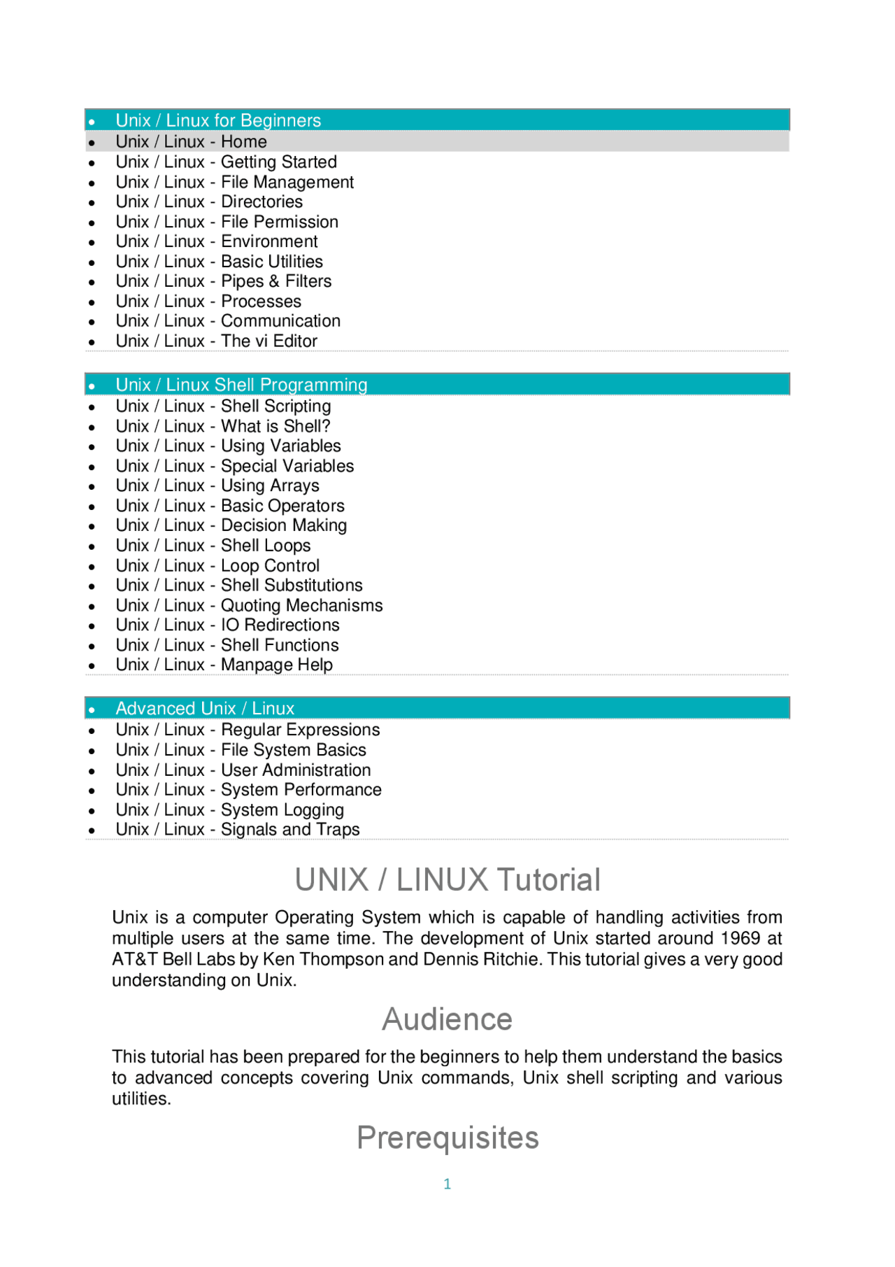 Linx Unix Operating Systems Tutorial Docsity
