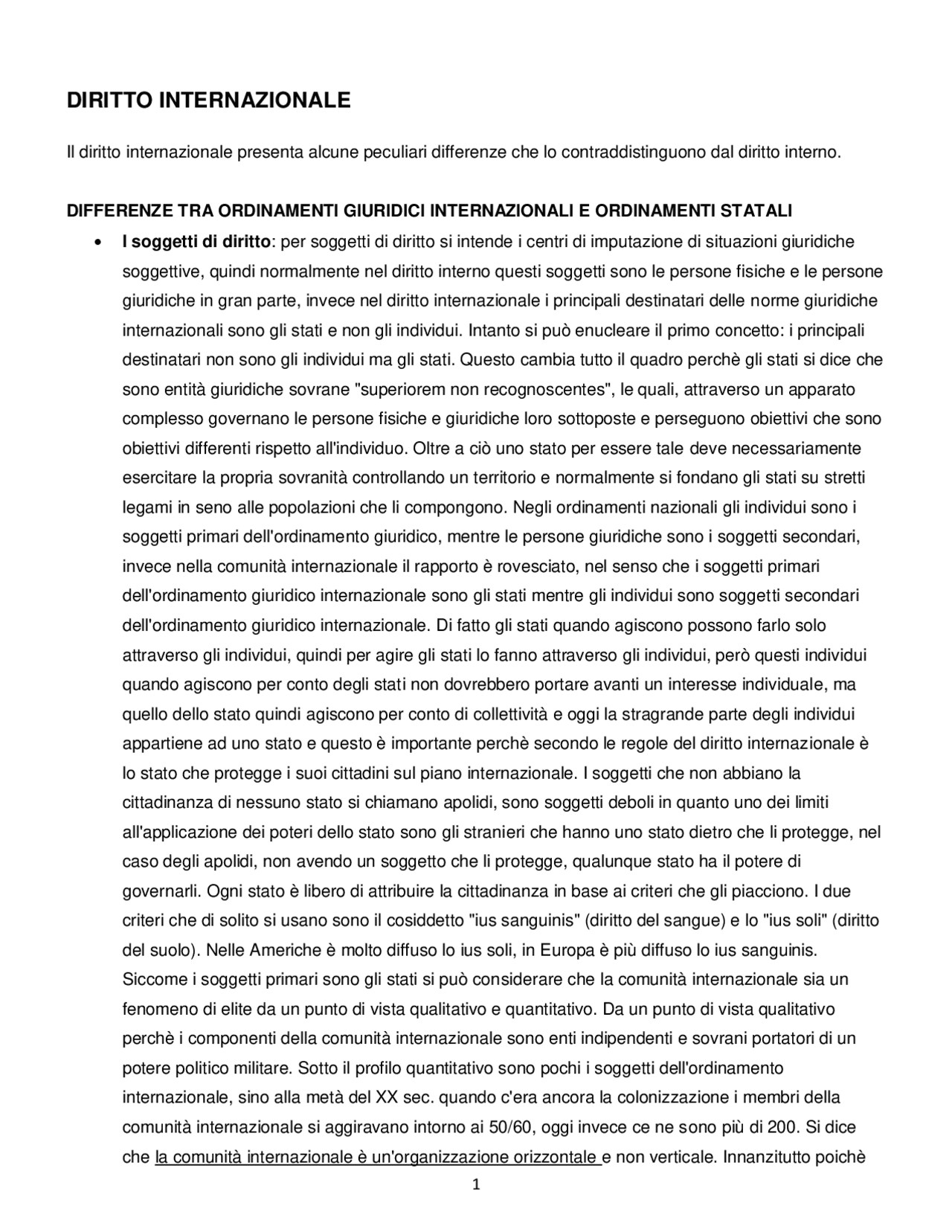 Appunti Diritto internazionale - Docsity