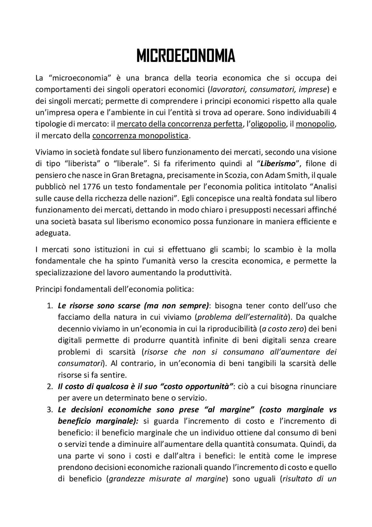 Appunti Di Microeconomia Appunti Di Microeconomia Docsity