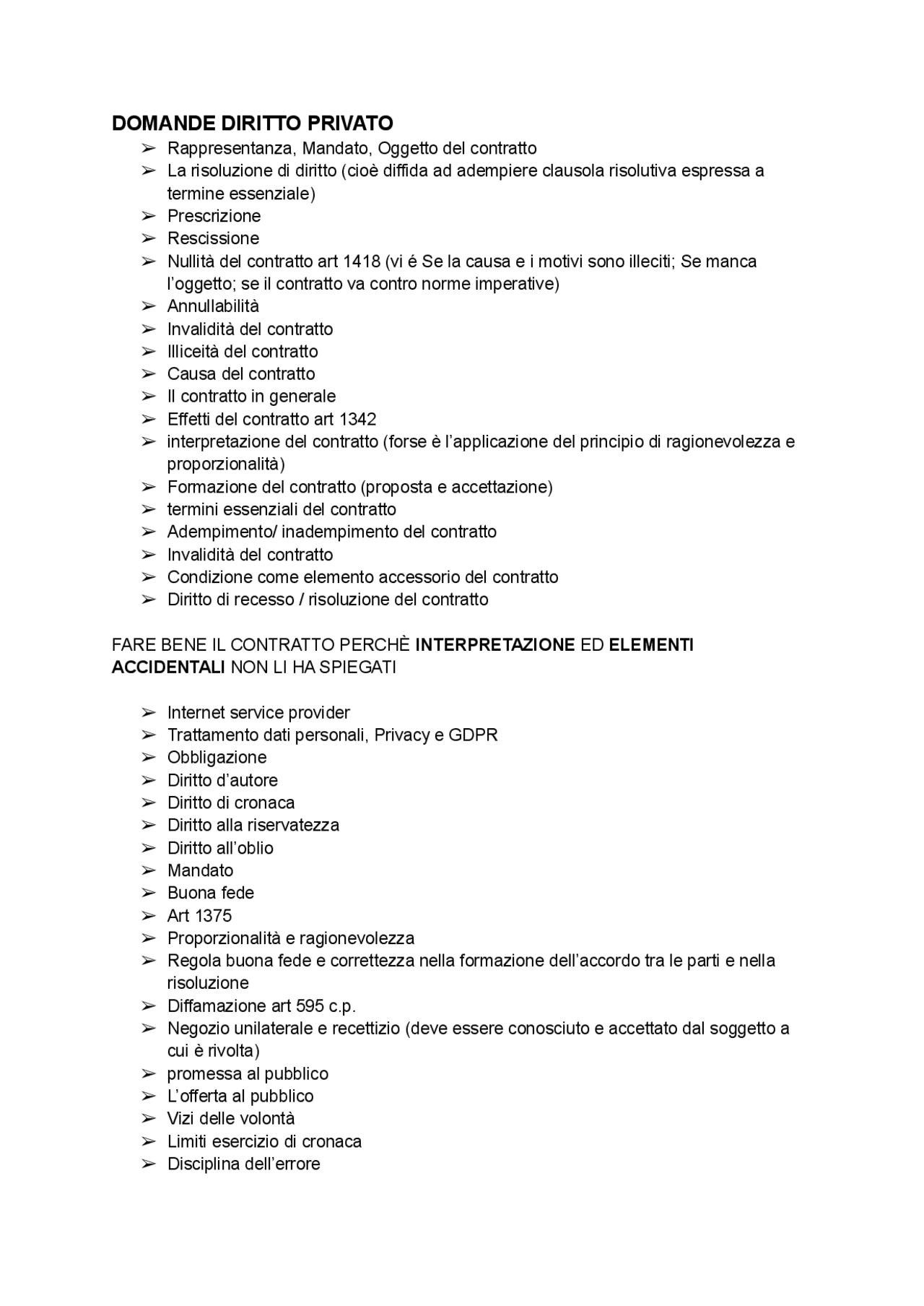 DOMANDE ESAME DIRITTO PRIVATO E DELLA COMUNICAZIONE (SECONDA PARTE) | Prove d'esame di Diritto ...